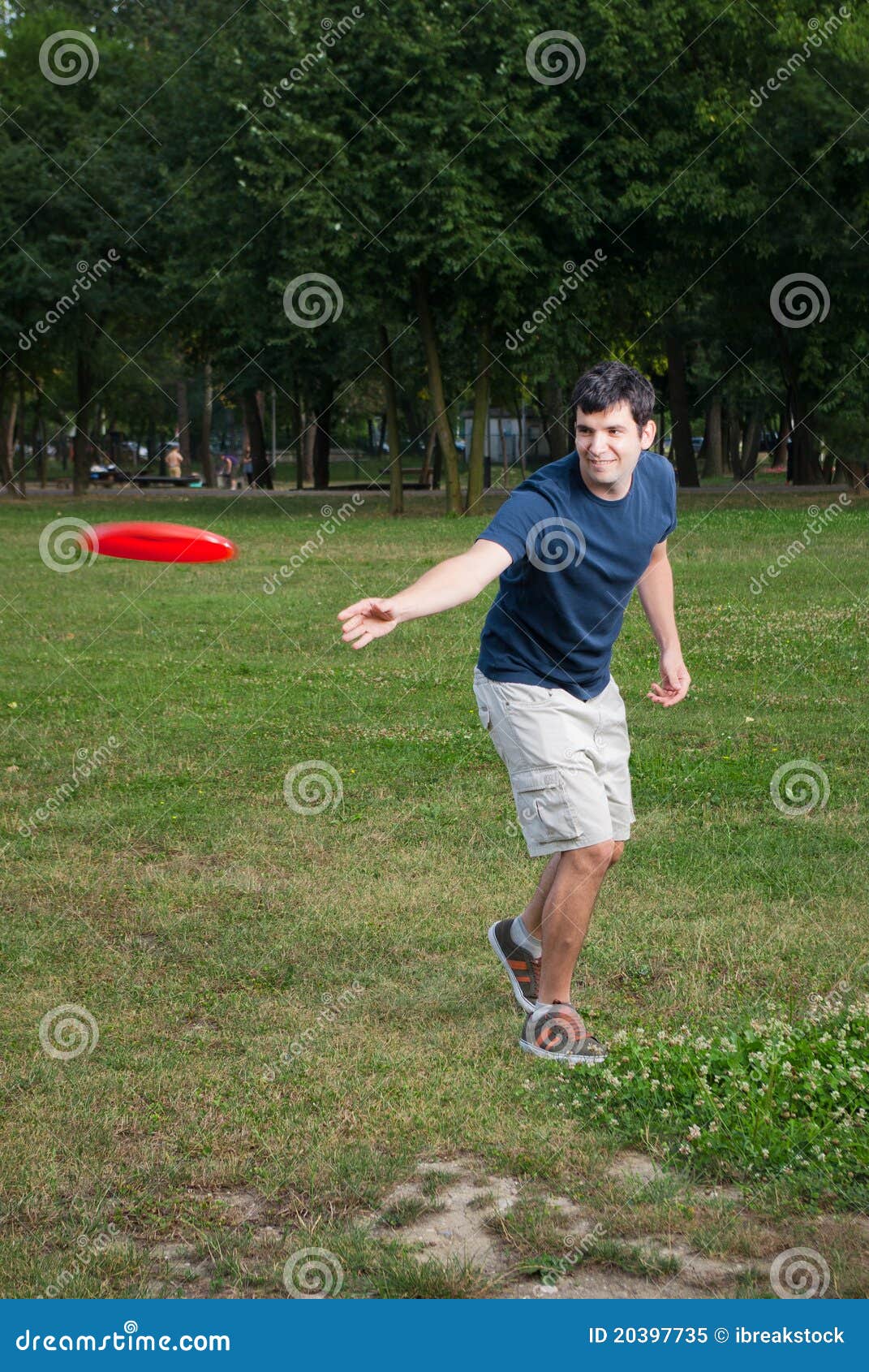 Young Man Playing Frisbee Outdoors Stock Image - Image of people ...