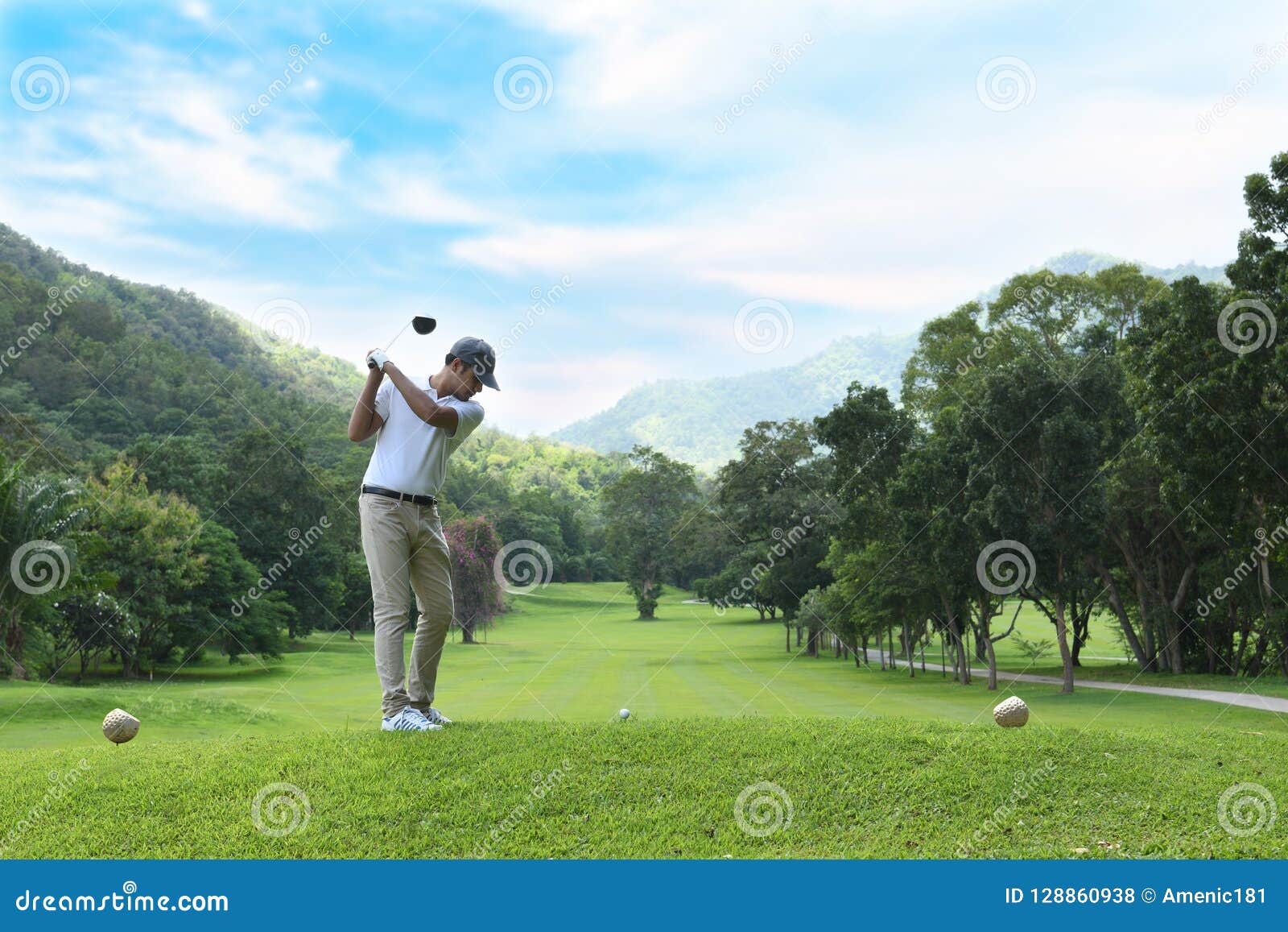 Young man playing golf stock photo. Image of young, natural - 128860938