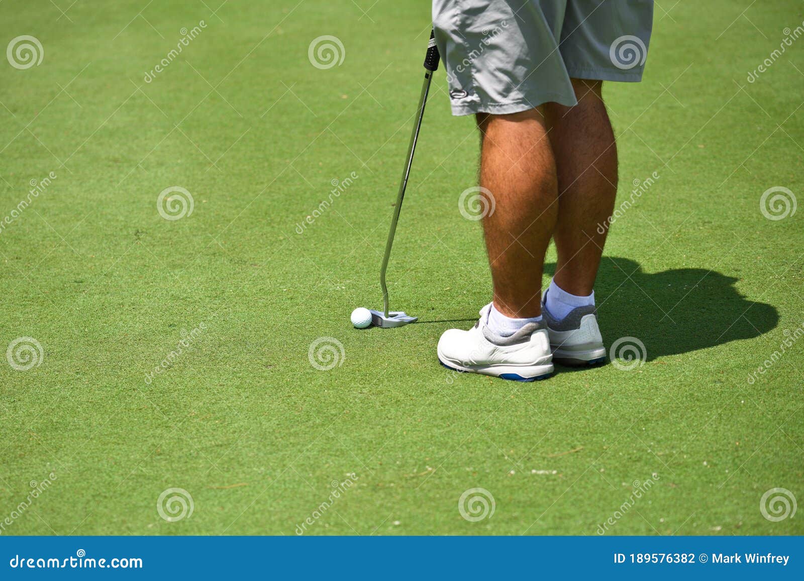 Young Man Playing Golf Making a Putt Stock Photo - Image of ball ...
