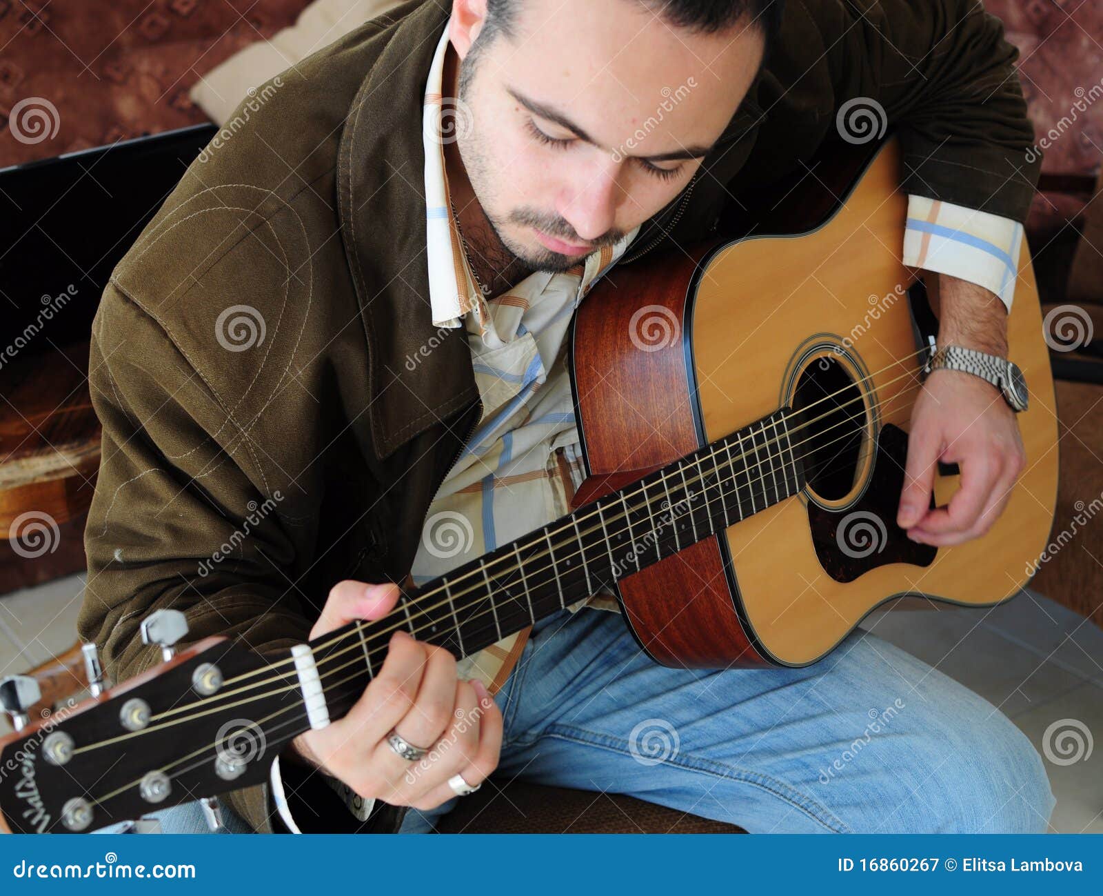 Young Man Playing the Guitar Stock Image - Image of artist, close: 16860267