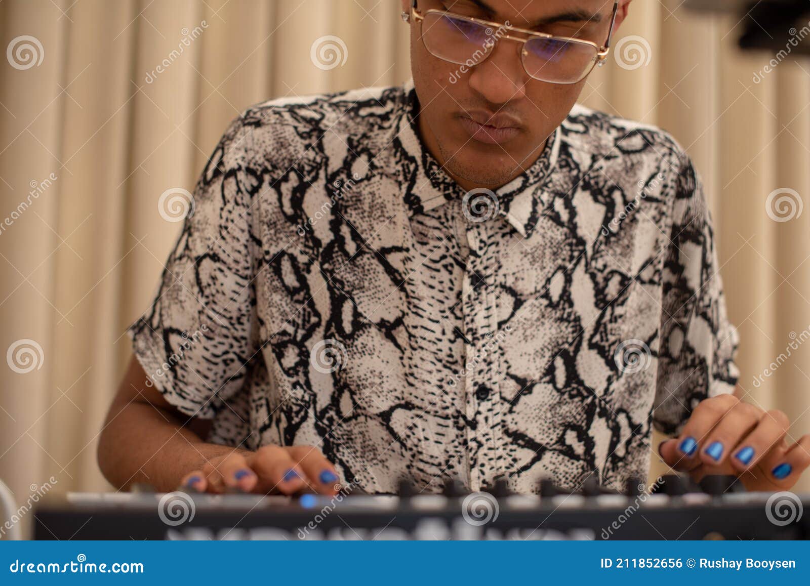 Young Man Playing Keyboard at Home Stock Photo - Image of artist ...
