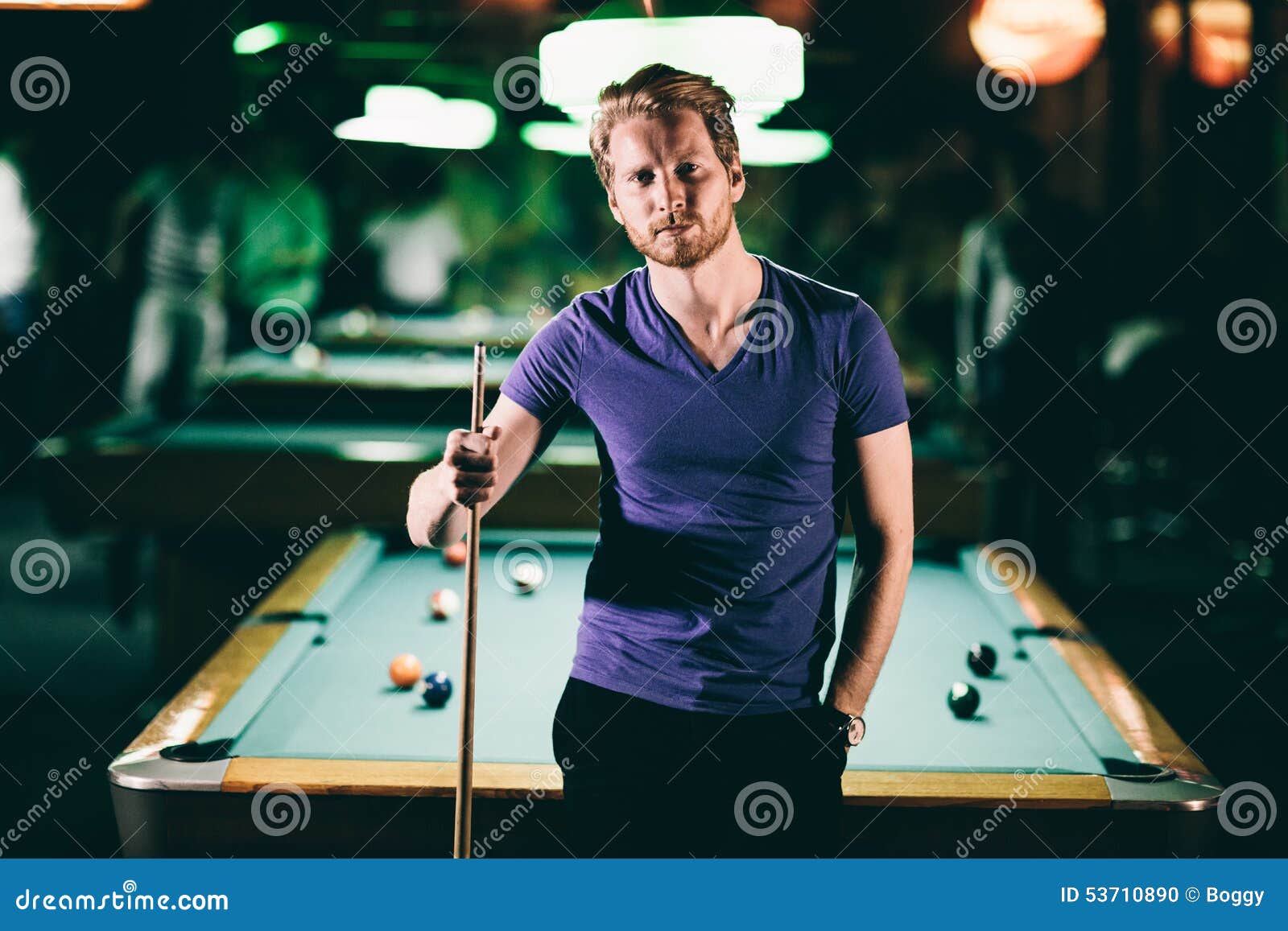 Young man playing pool stock photo. Image of enjoyment - 53710890