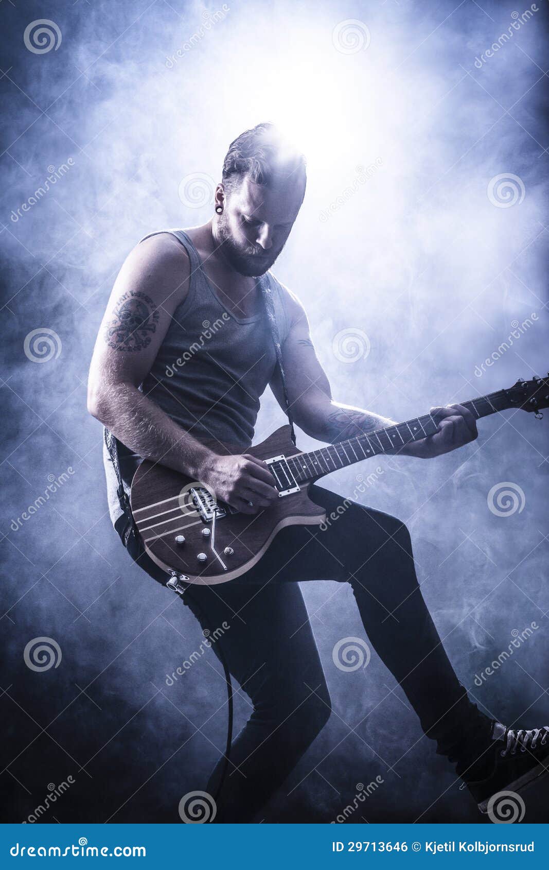 Young Guitar Player in Rock Concert Stock Photo - Image of attitude ...