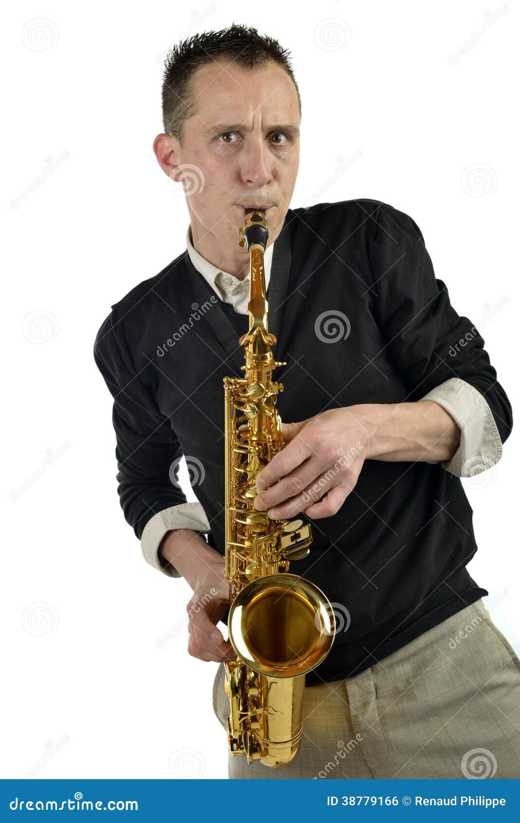Young Man Playing The Saxophone Stock Photo - Image: 38779166