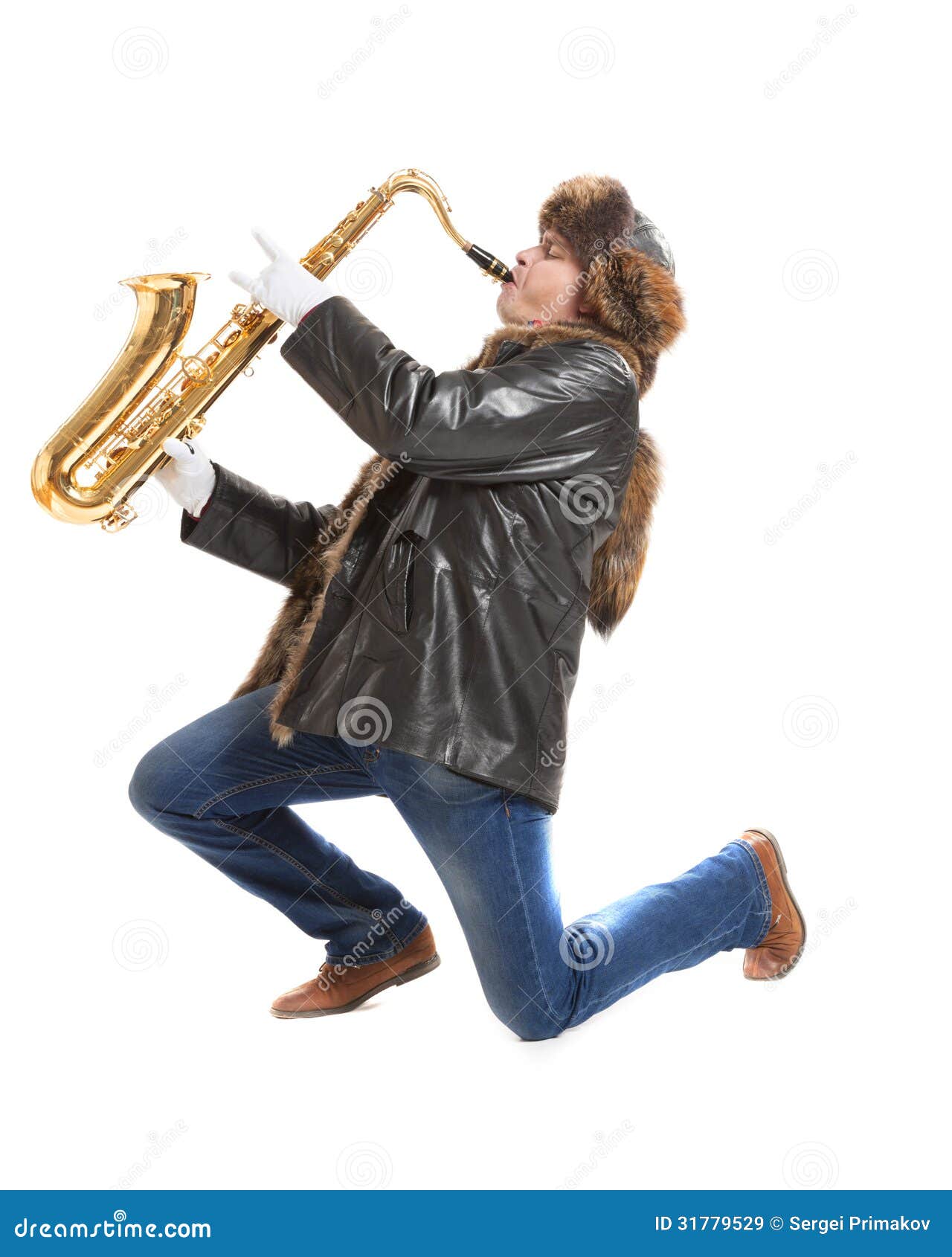 Young Man Playing On Saxophone Stock Image - Image of artist ...