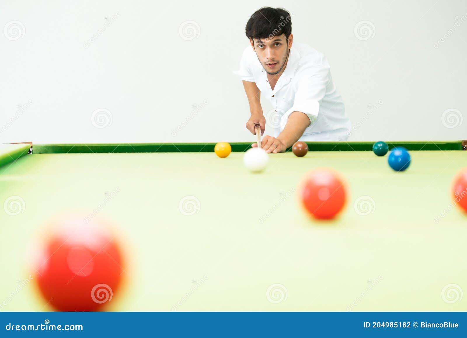 Young Man Playing Snooker in the Club. Stock Photo - Image of billiard ...