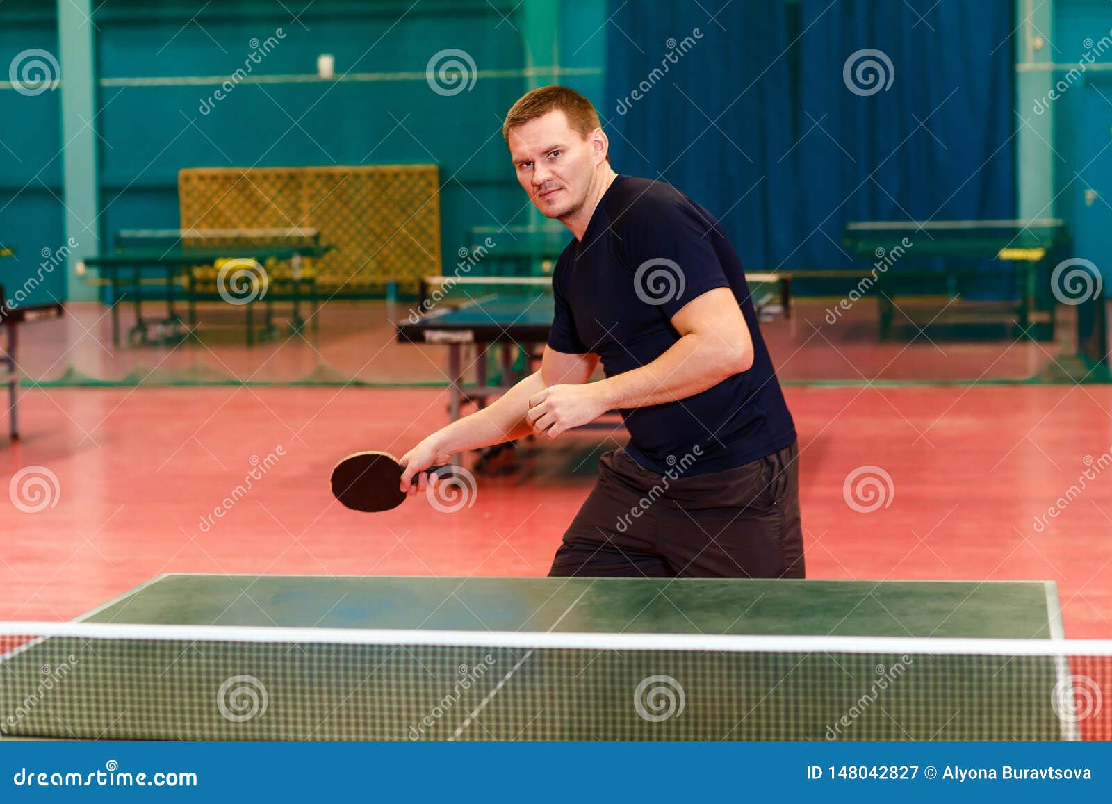 Young Man Playing Table Tennis Stock Image - Image of playing, action ...