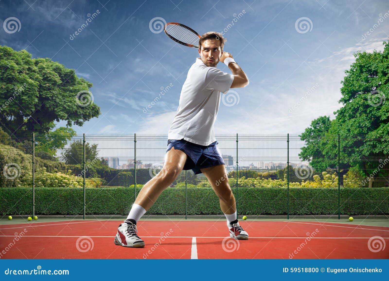 Young Man is Playing Tennis Stock Photo - Image of competition, outdoor ...