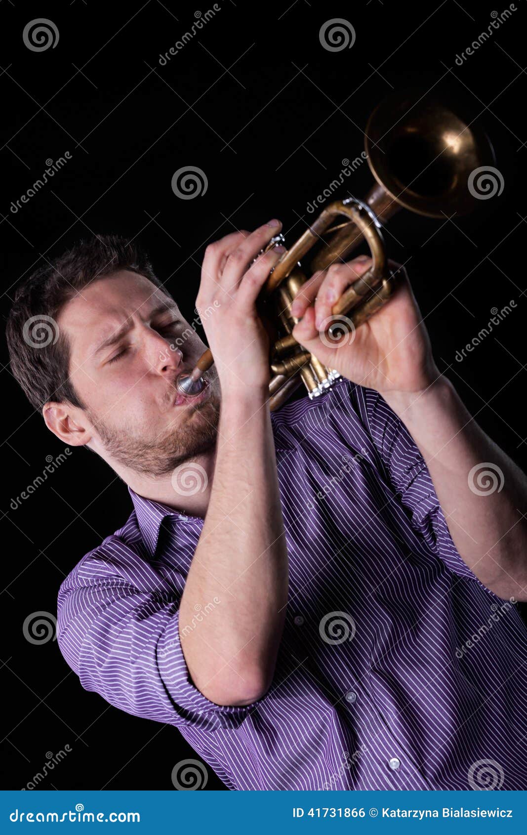 Young Man Playing a Trumpet Stock Photo - Image of perform, player ...