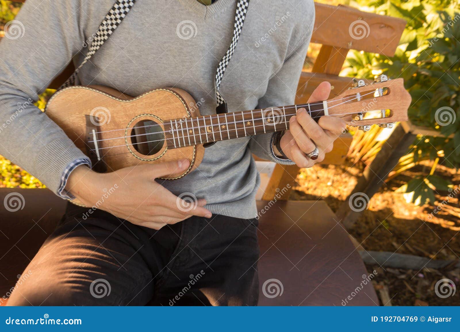 Young Man Playing Ukulele Stock Image Image Of Outdoor 192704769