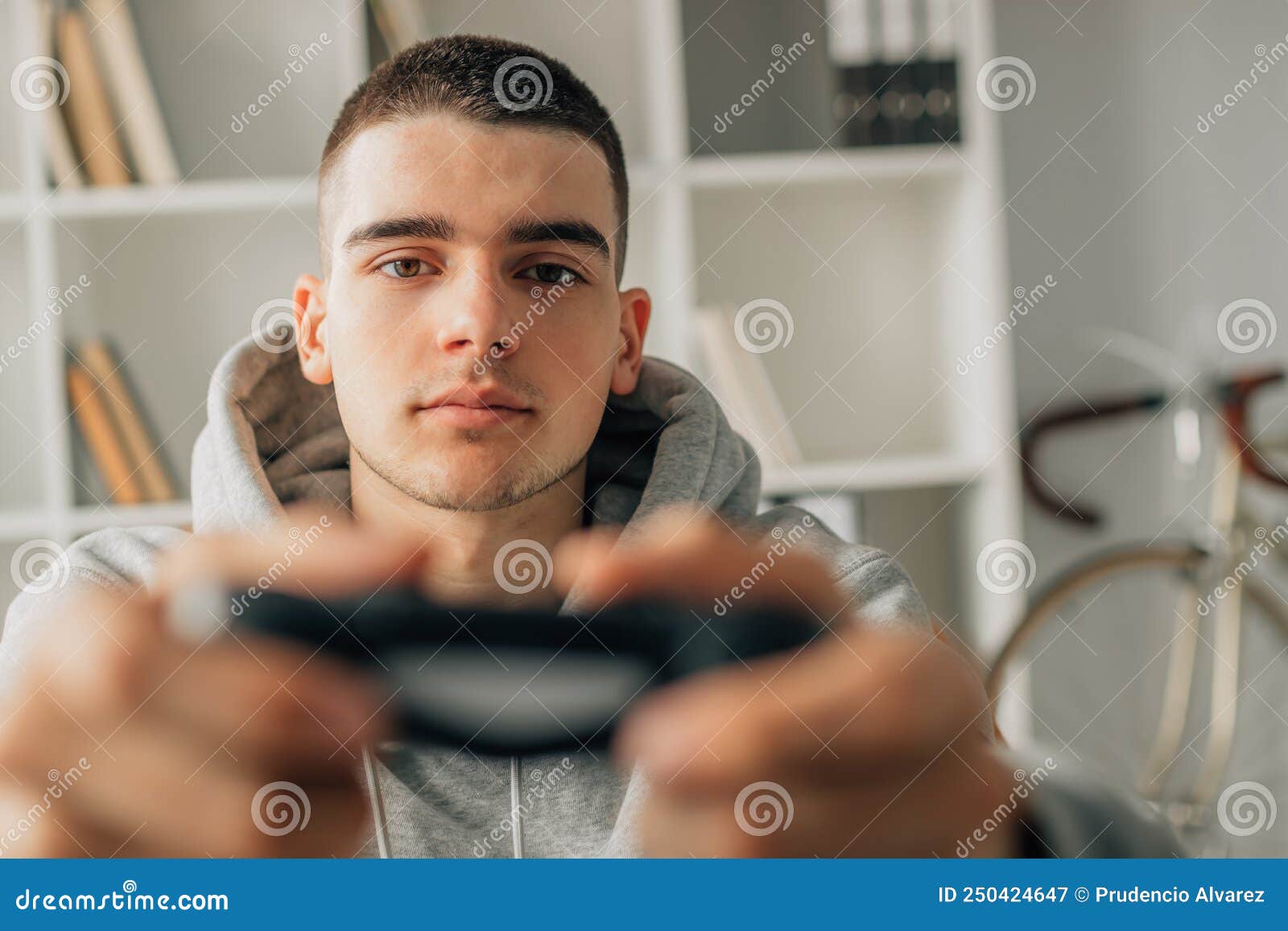 Young Man Playing with Video Game Stock Image - Image of playing ...