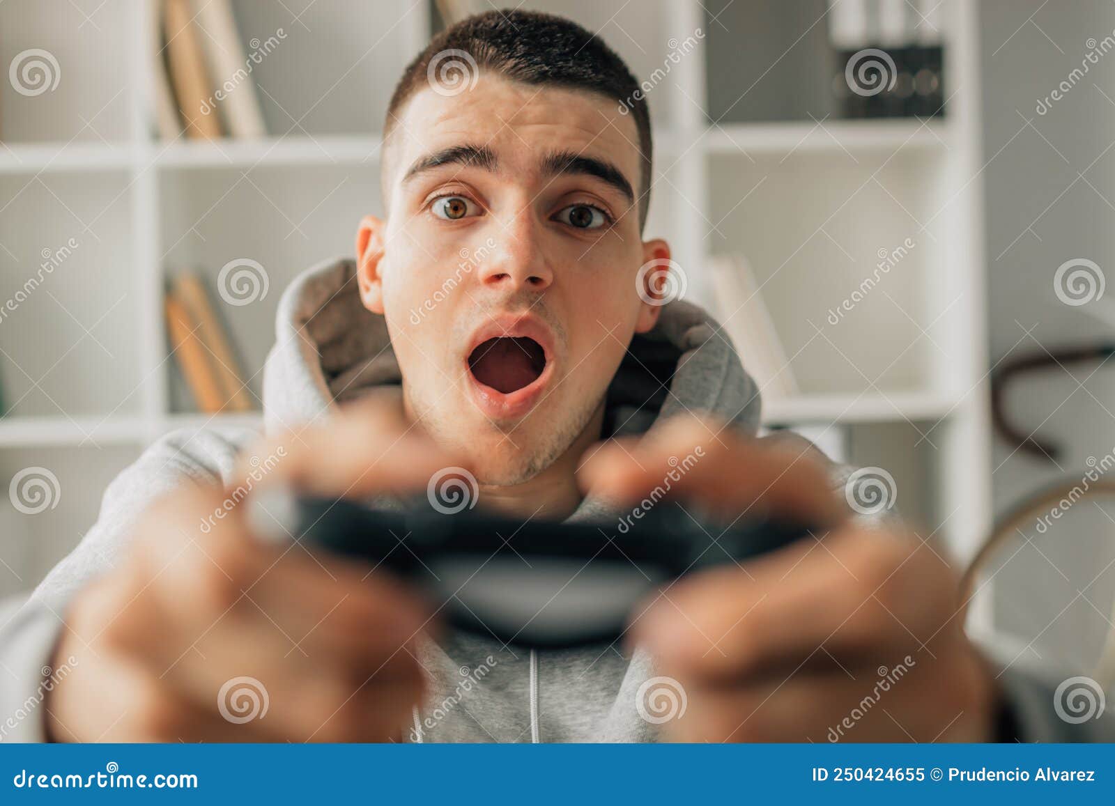 Young Man Playing with Video Game Stock Image - Image of online ...