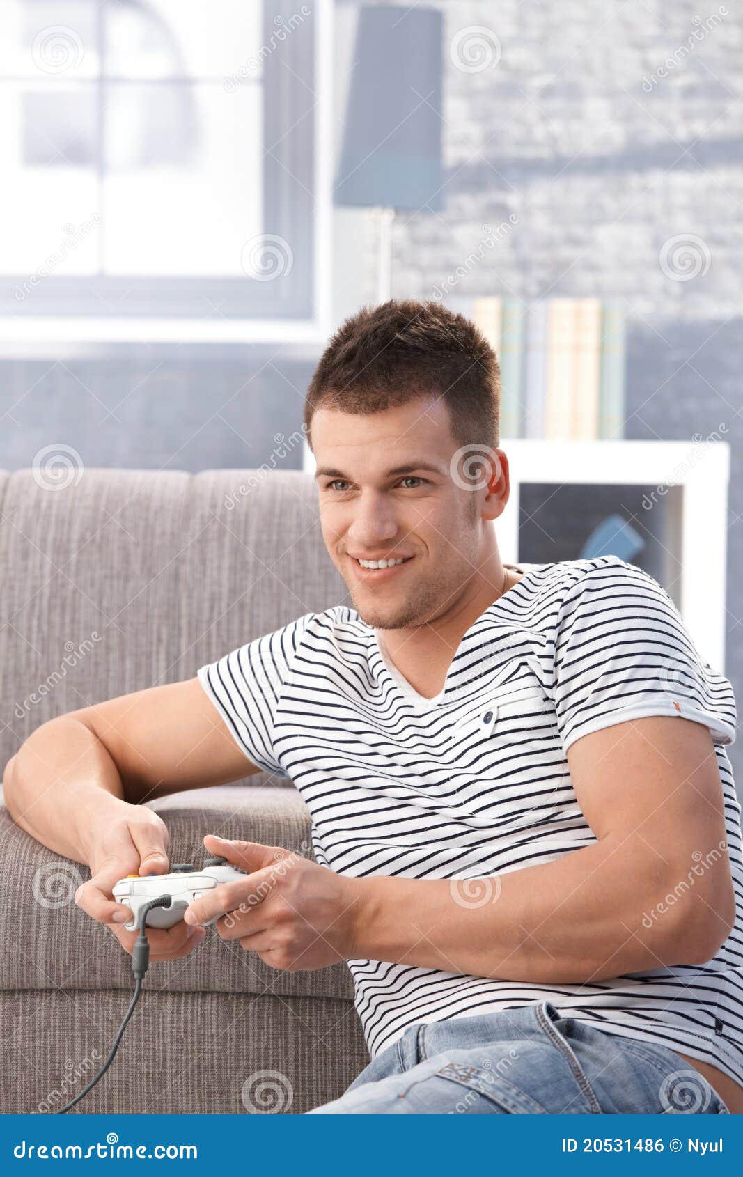 Young Man Playing Video Game at Home Stock Photo - Image of enjoy ...