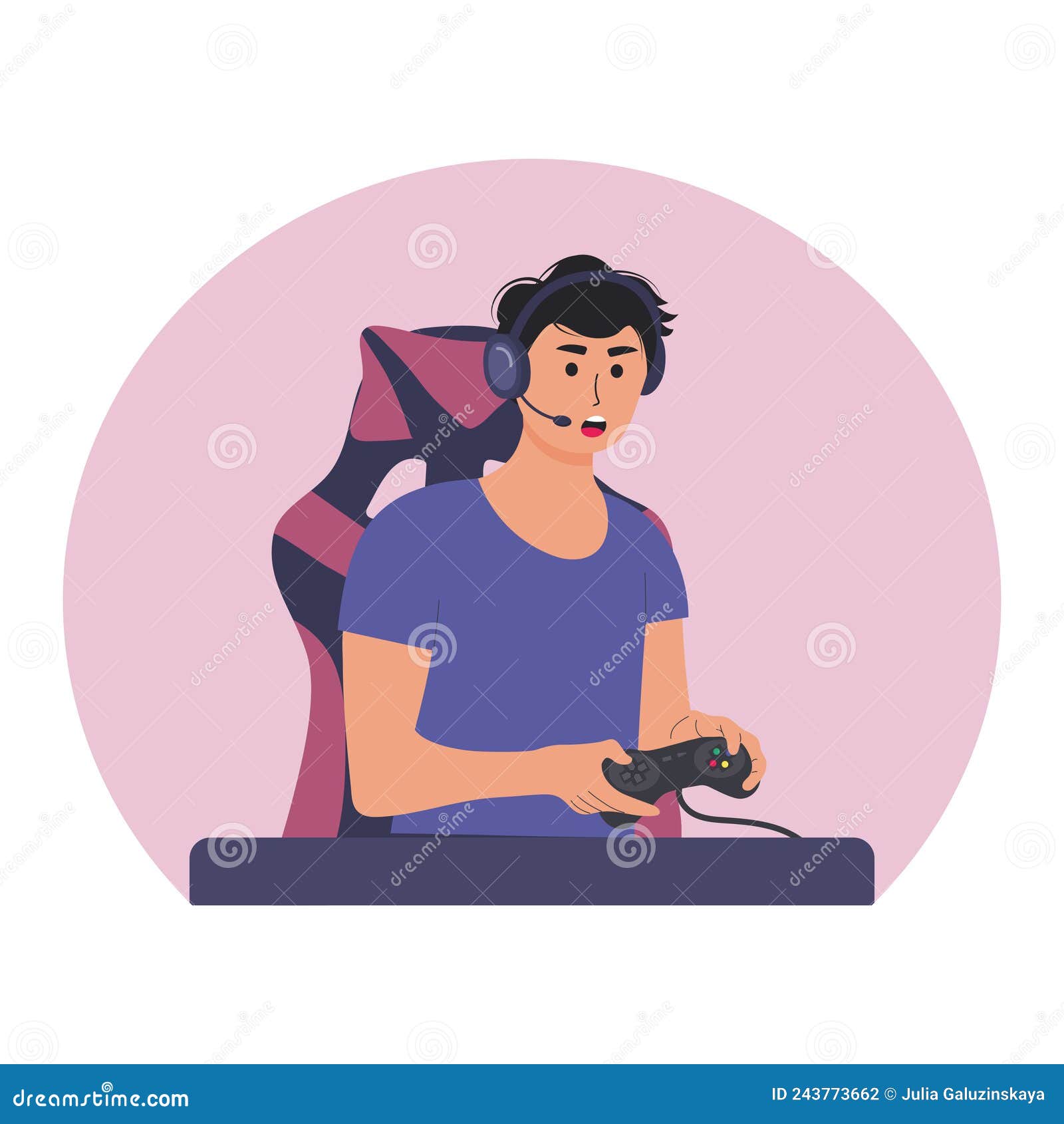 Young Man Playing Video Game. Stock Vector - Illustration of emotional ...