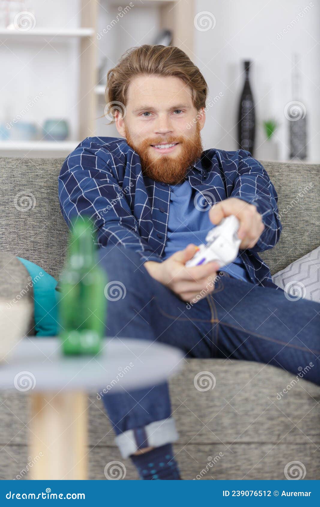 Young Man Playing Video Games at Home Alone Stock Photo - Image of ...