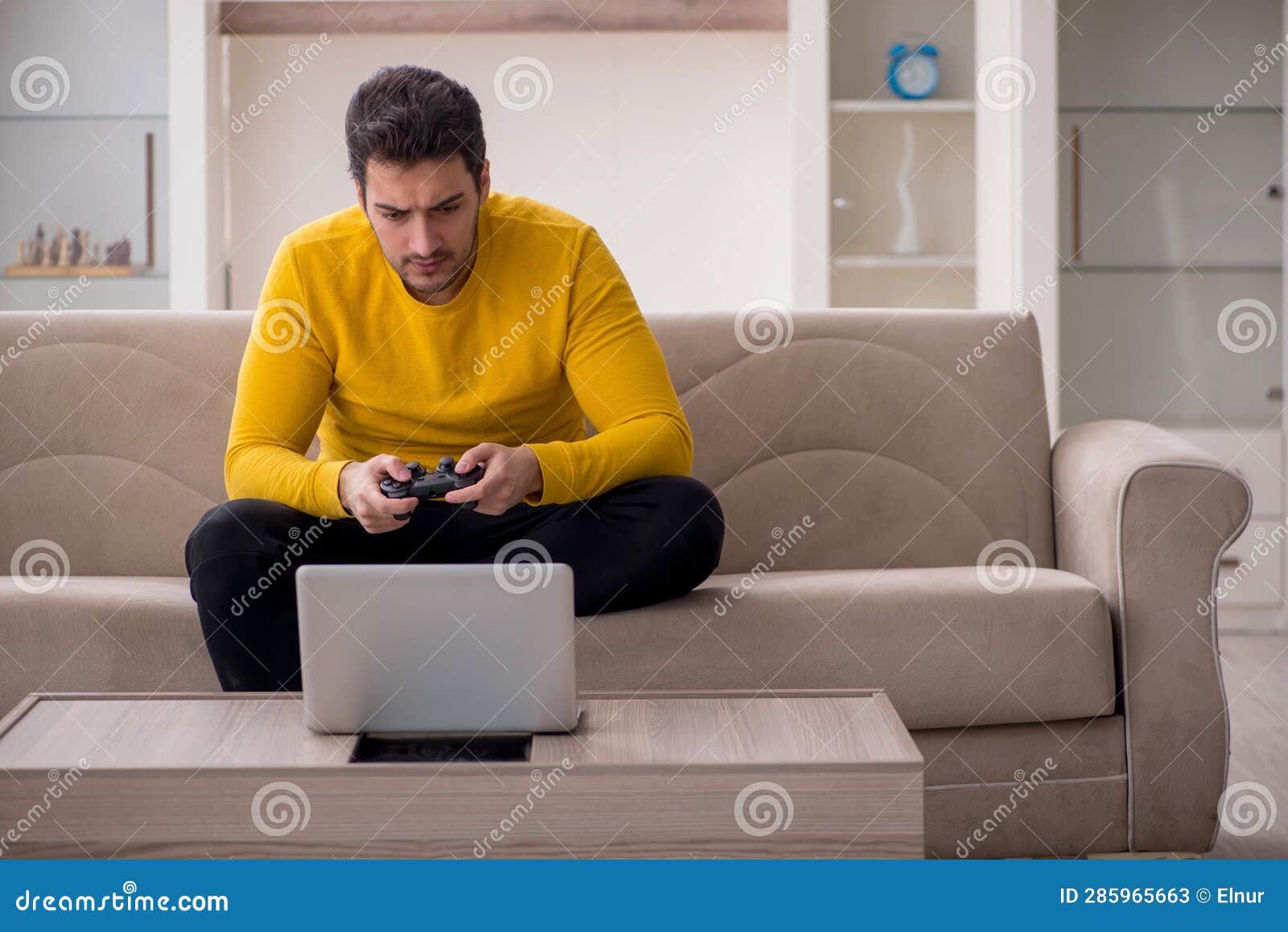 Young Man Playing Video Games at Home Stock Image - Image of syndrome ...