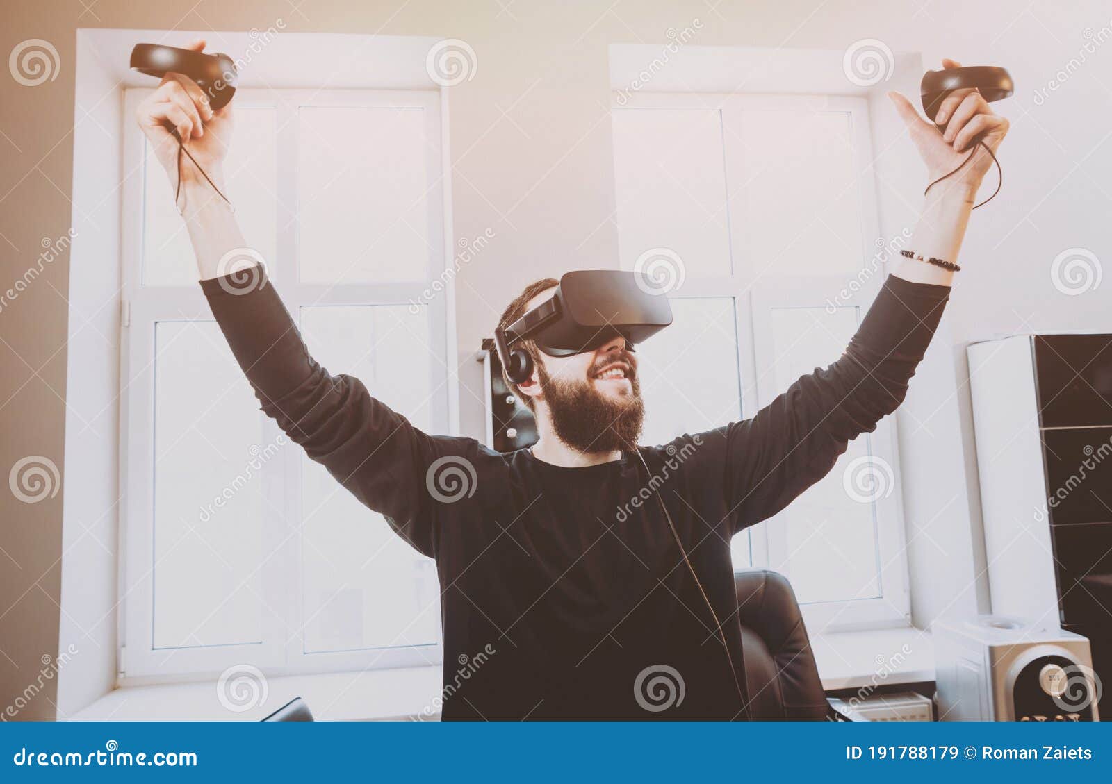 The Young Man Plays a Game at the Office. Stock Image - Image of ...