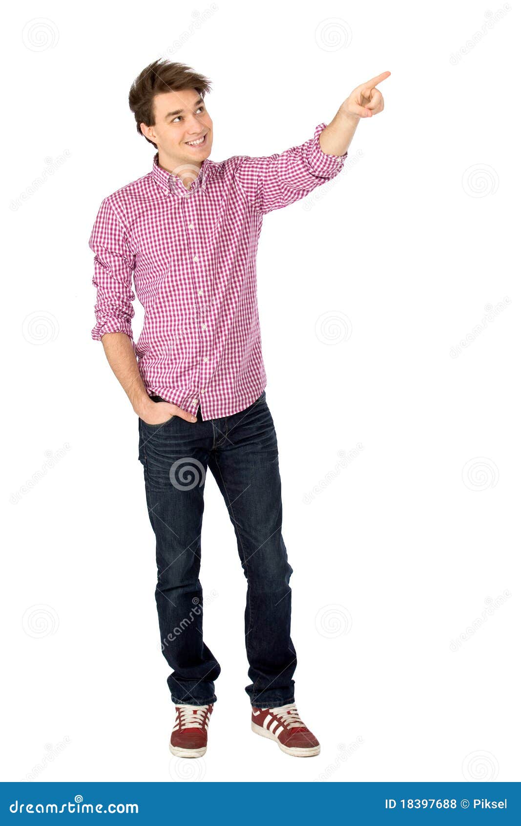 Young man pointing stock photo. Image of teenager, jeans - 18397688