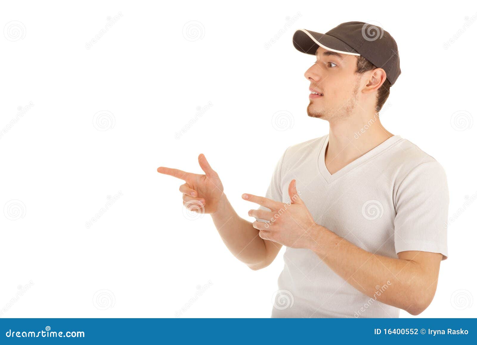 Young Man is Pointing Sideways Stock Photo - Image of finger, human ...