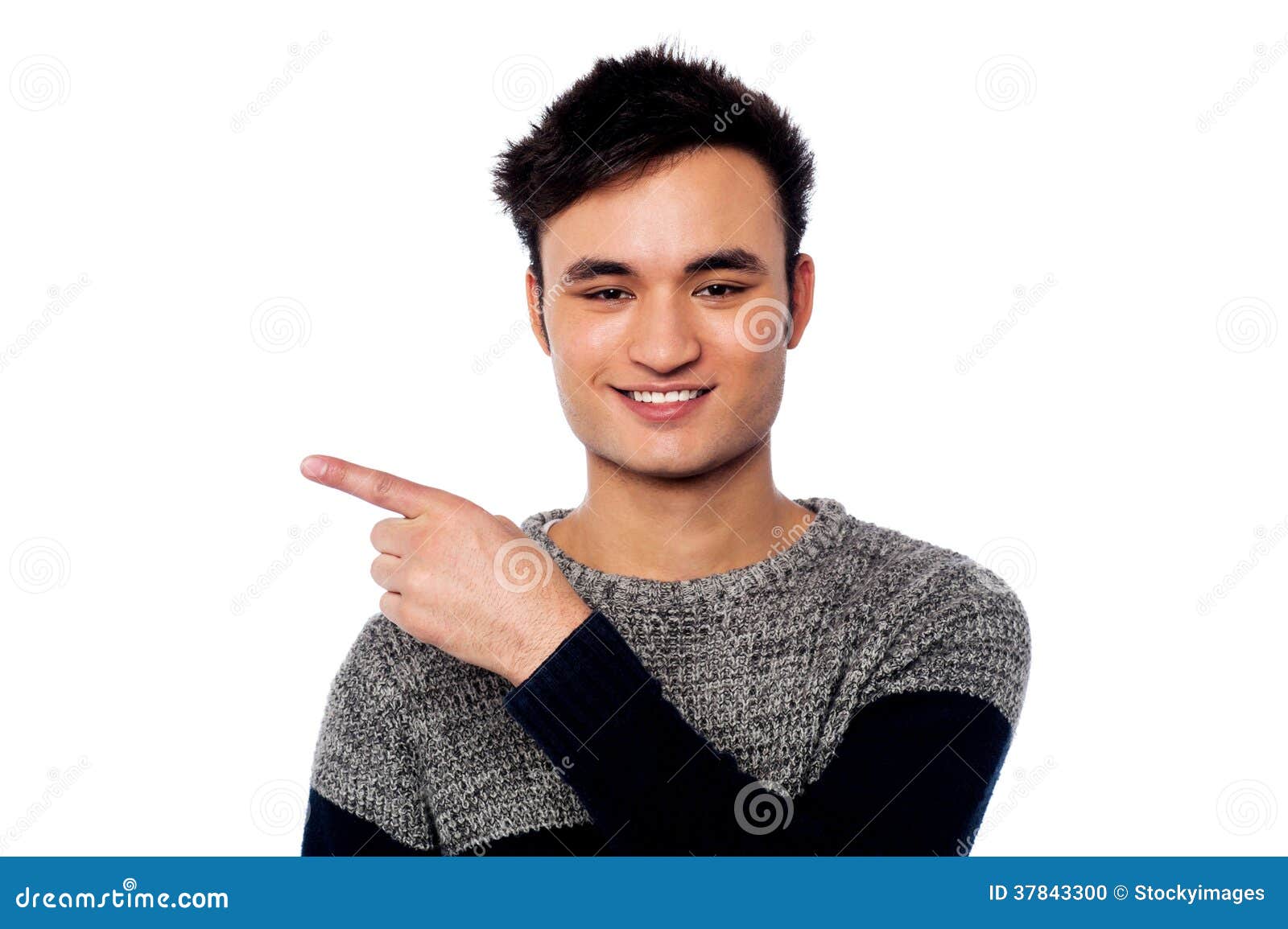 Young Man Pointing at Something Stock Photo - Image of standing ...