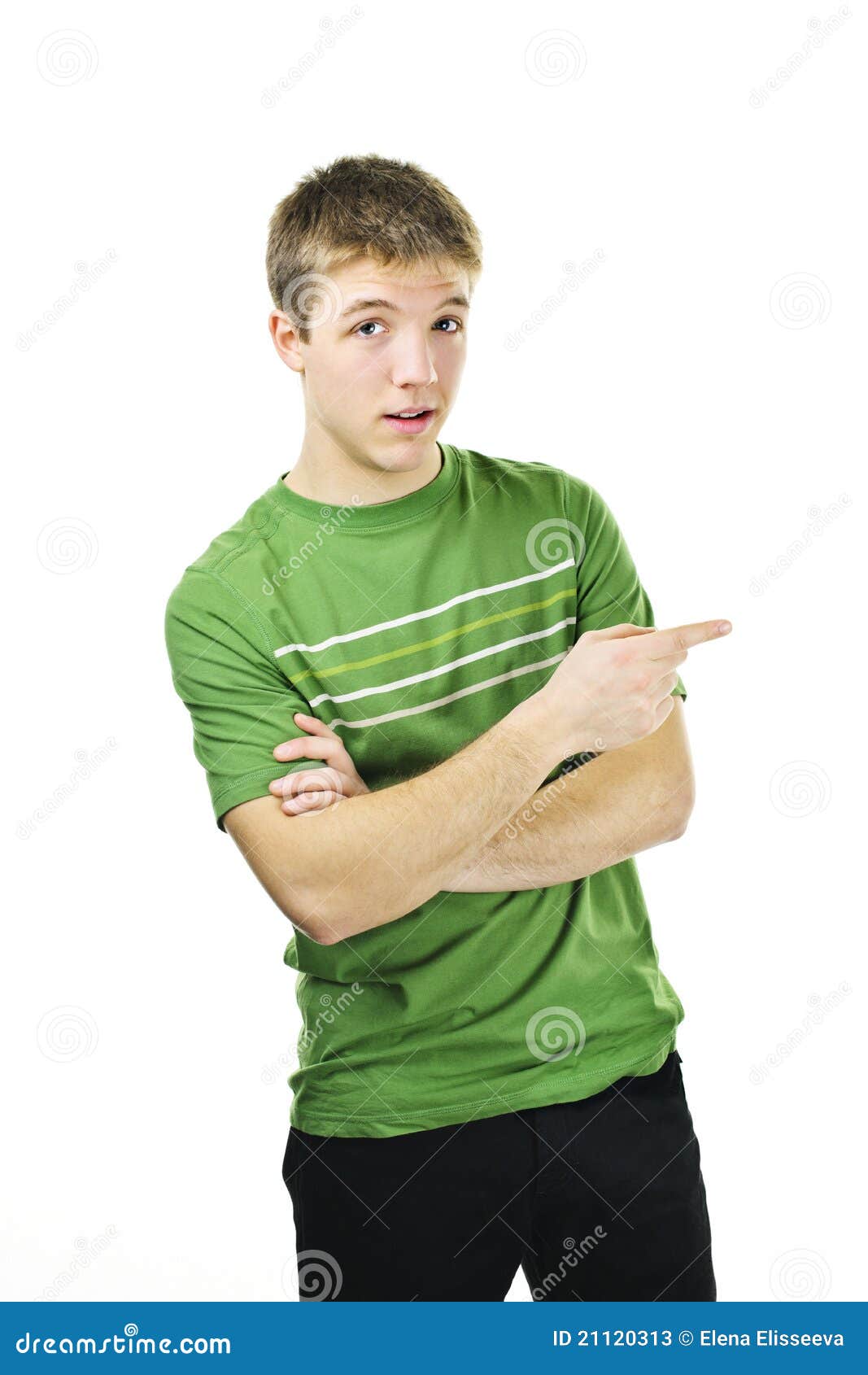 Young Man Pointing To the Side Stock Image - Image of point, pointing ...