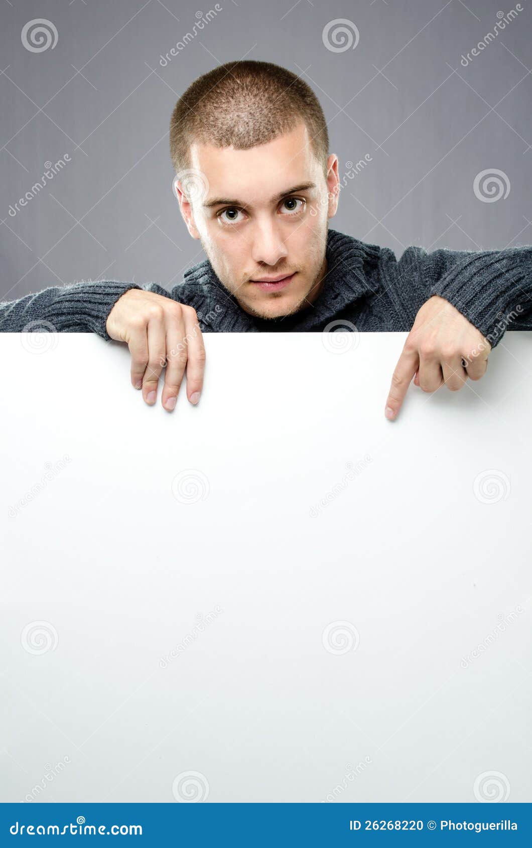 Young Man Pointing on White Board Stock Photo - Image of empty, blank ...