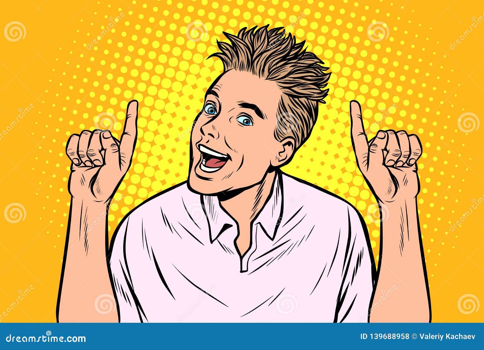 Young man points gesture stock vector. Illustration of handsome - 139688958