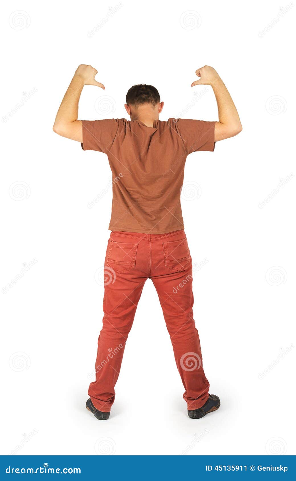 Young Man Points To His Back Stock Image - Image of rear, happy: 45135911