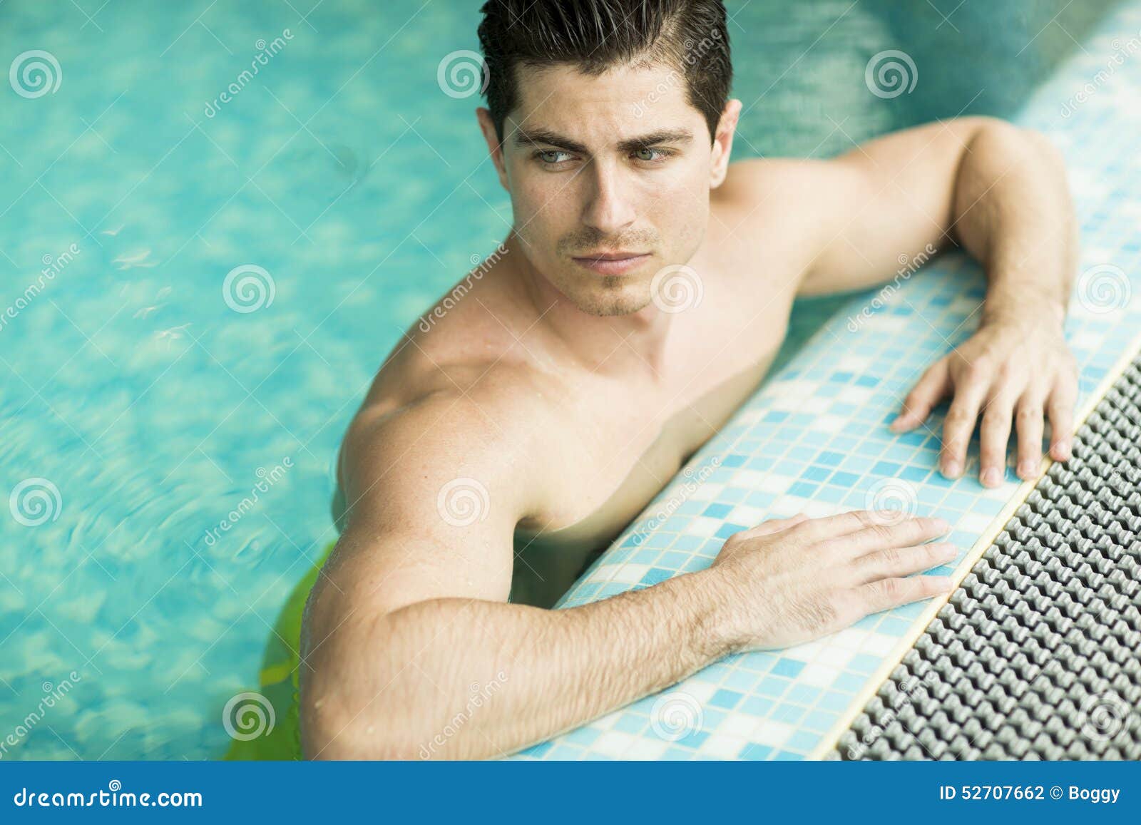 Young man in the pool stock photo. Image of water, relax - 52707662