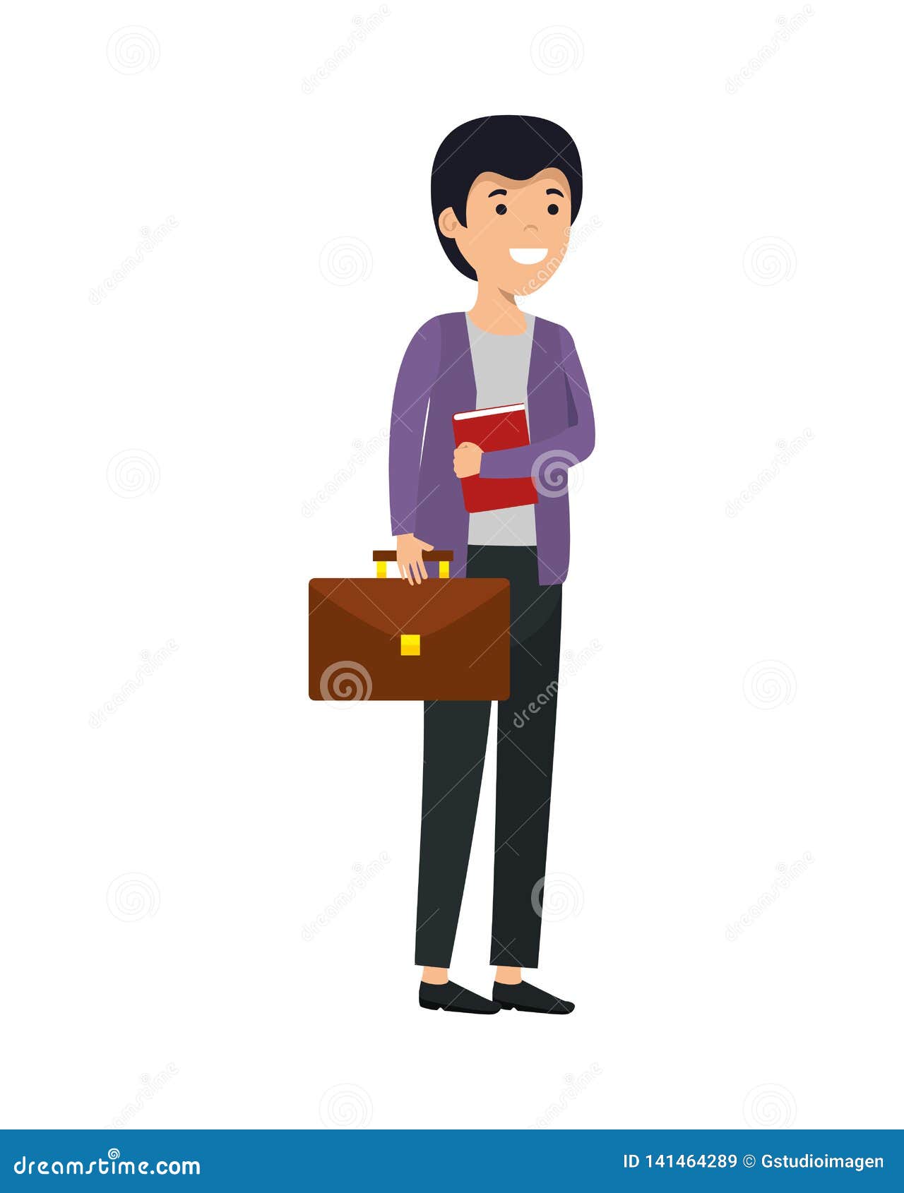 Young Man with Portfolio Character Stock Vector - Illustration of adult ...