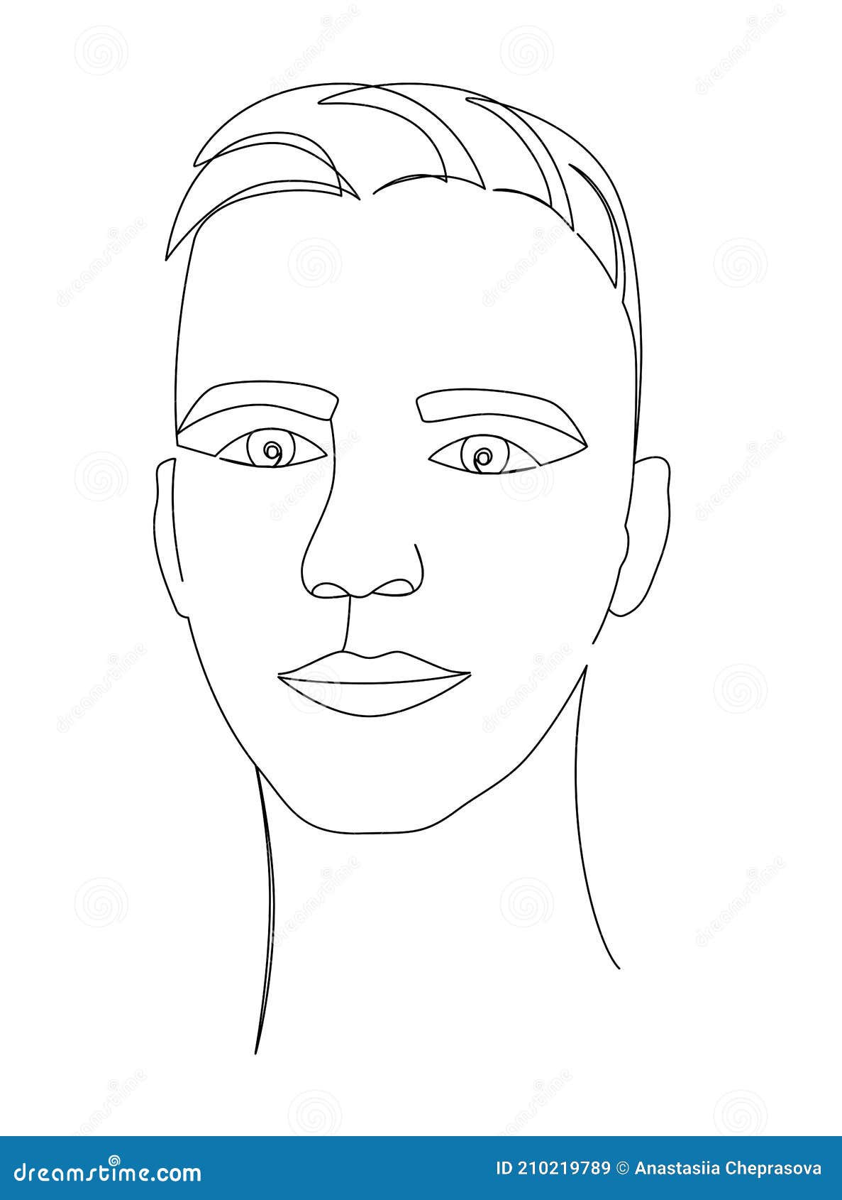 Young Man Portrait Concept. Continuous Line Vector Stock Vector ...