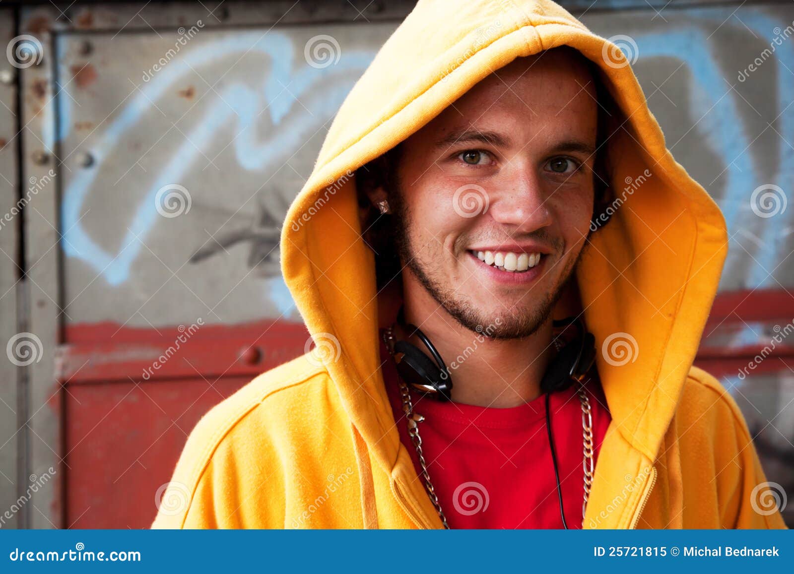 Young Man Portrait, Graffiti Stock Image - Image of cool, concrete ...
