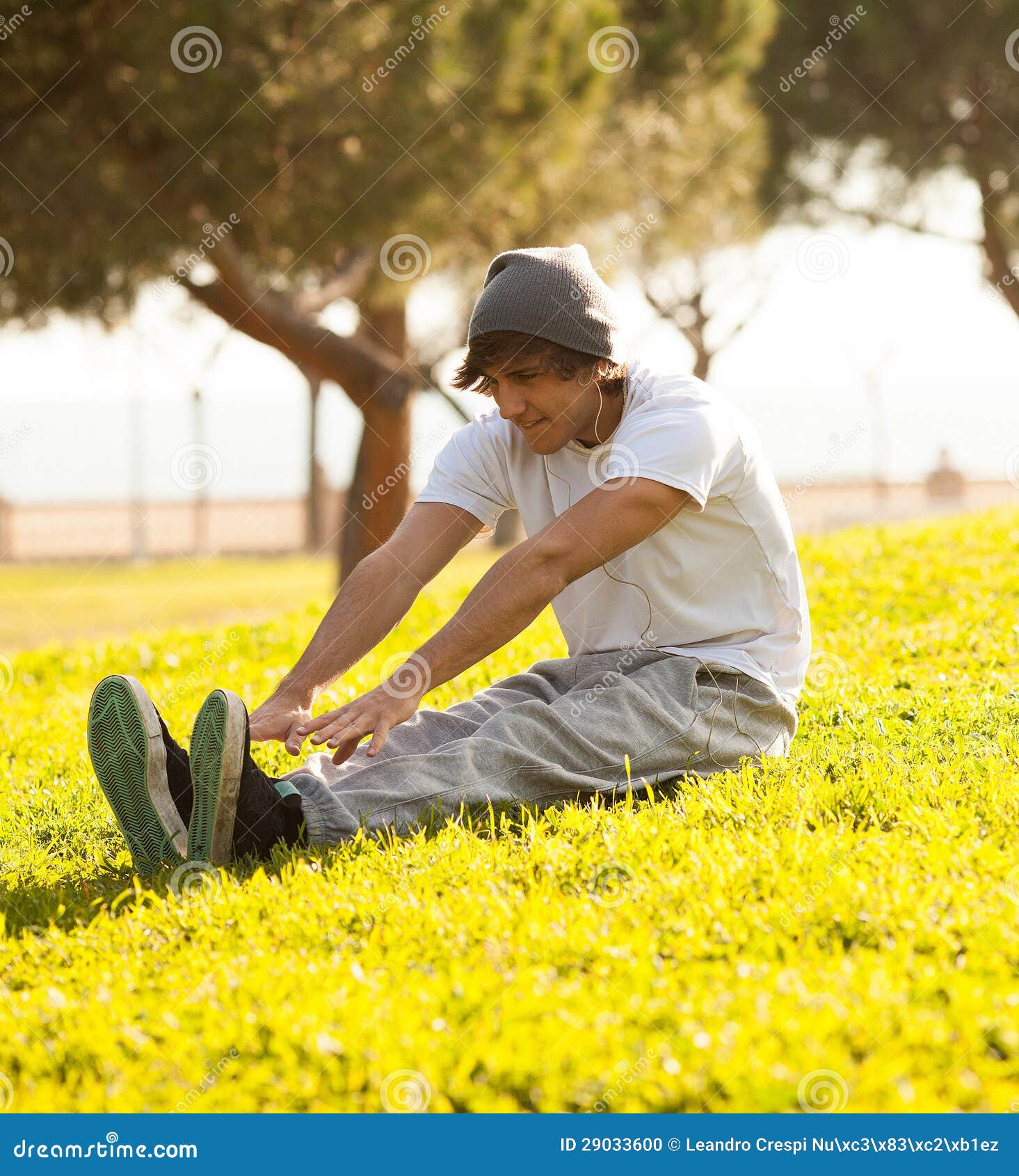 Young Man Portrait Stretching after Jogging Stock Photo - Image of ...