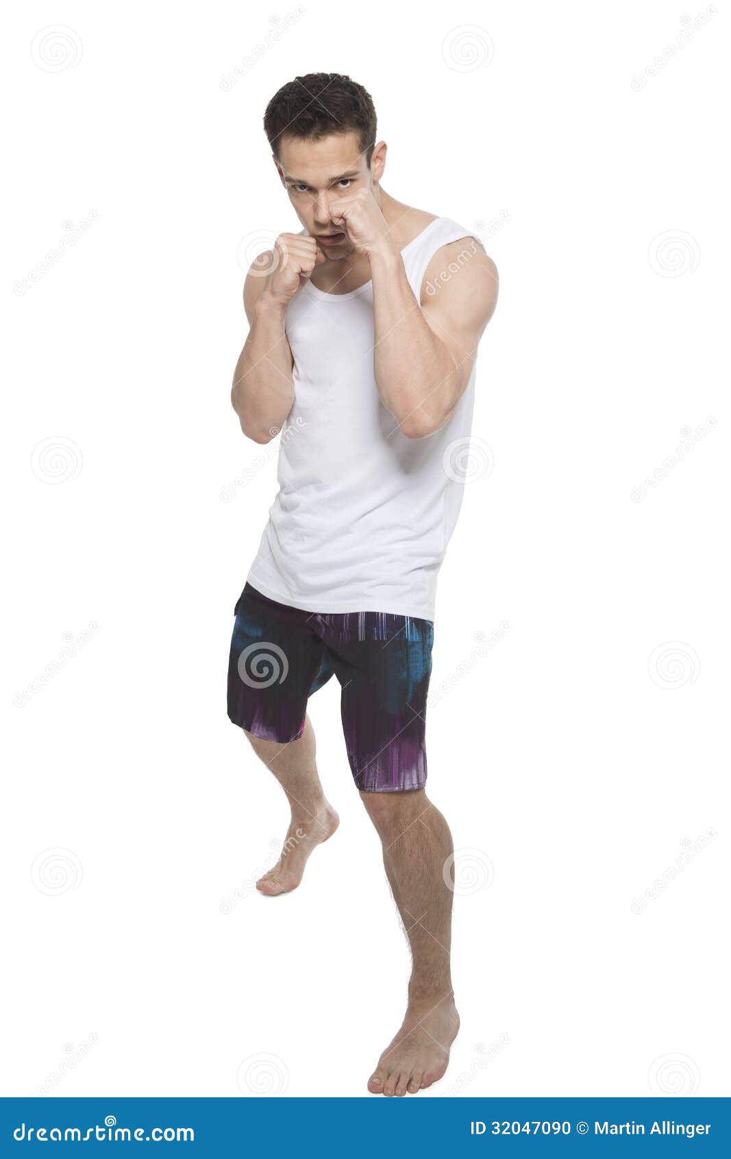 Young Man Posing As Fighter Stock Photo - Image of handsome, human ...
