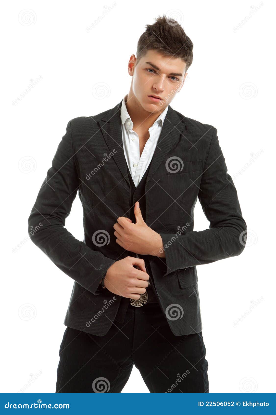 Young Man Posing in Studio Dressed in a Suit Stock Photo - Image of ...