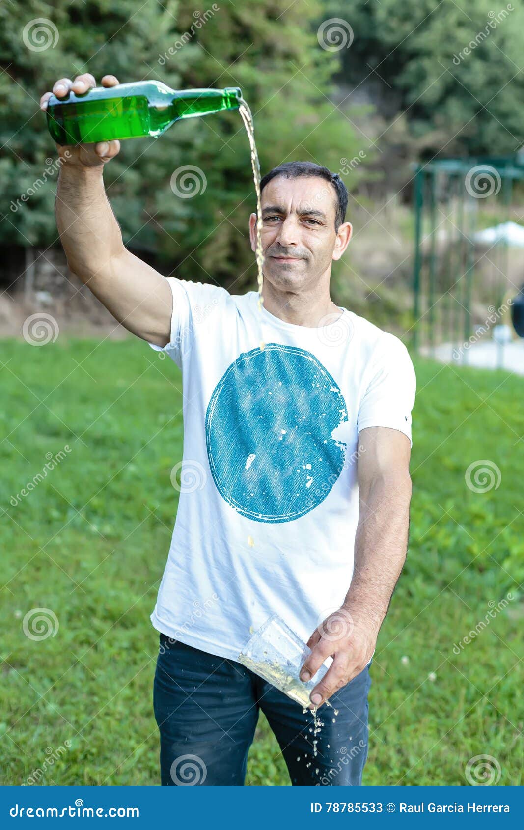 Young Man Pouring Asturias Cider Stock Image - Image of european, cider ...