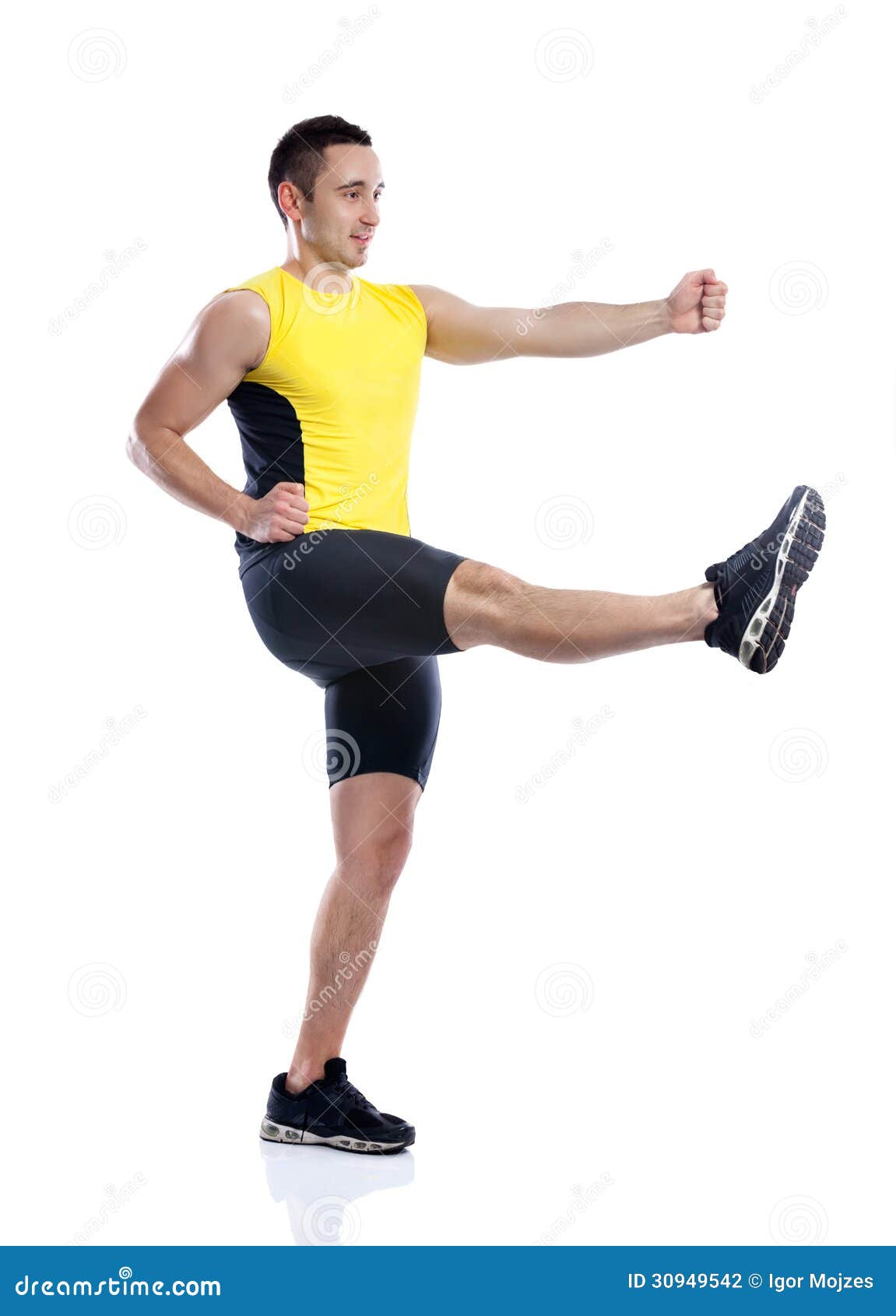 Young Man Practicing Body Attack Stock Photo - Image of build, boxer ...