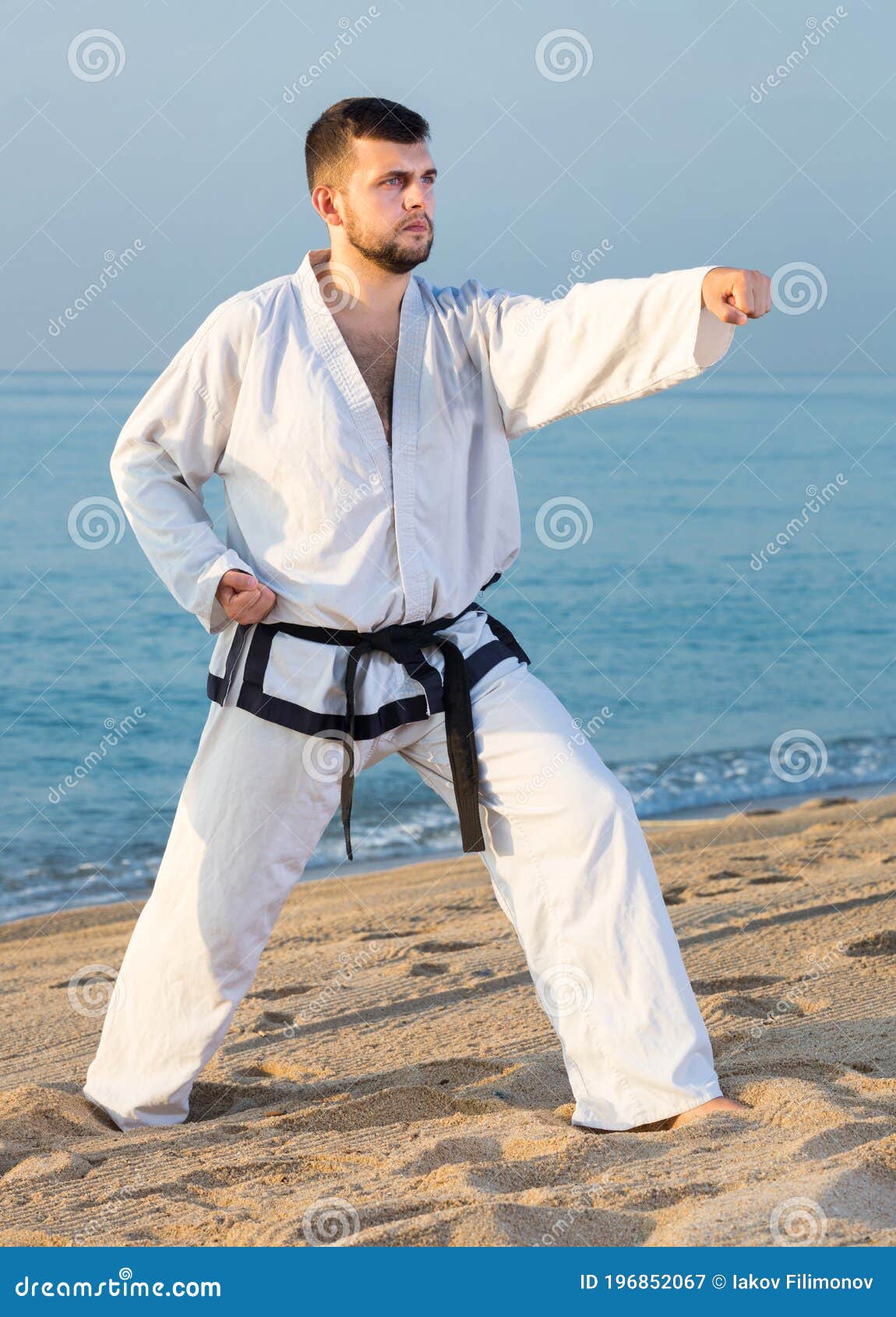 Young Man Practicing Karate Positions Stock Image - Image of hobby ...