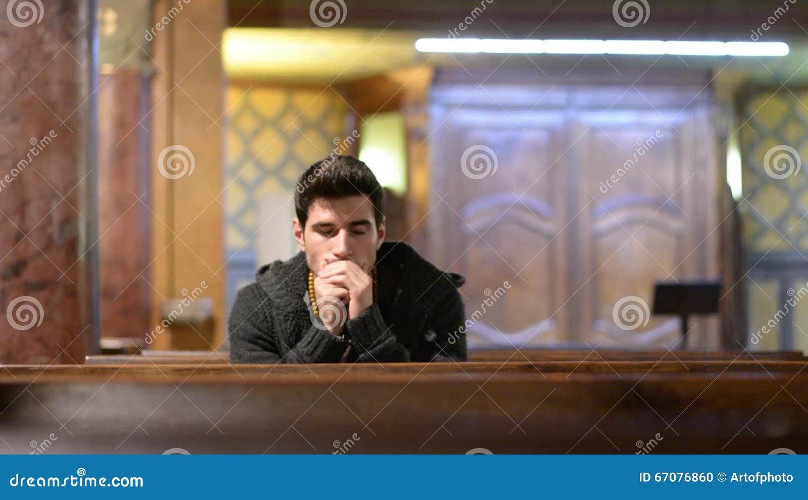 Young Man Praying in Church Stock Footage - Video of sinful, catholic ...