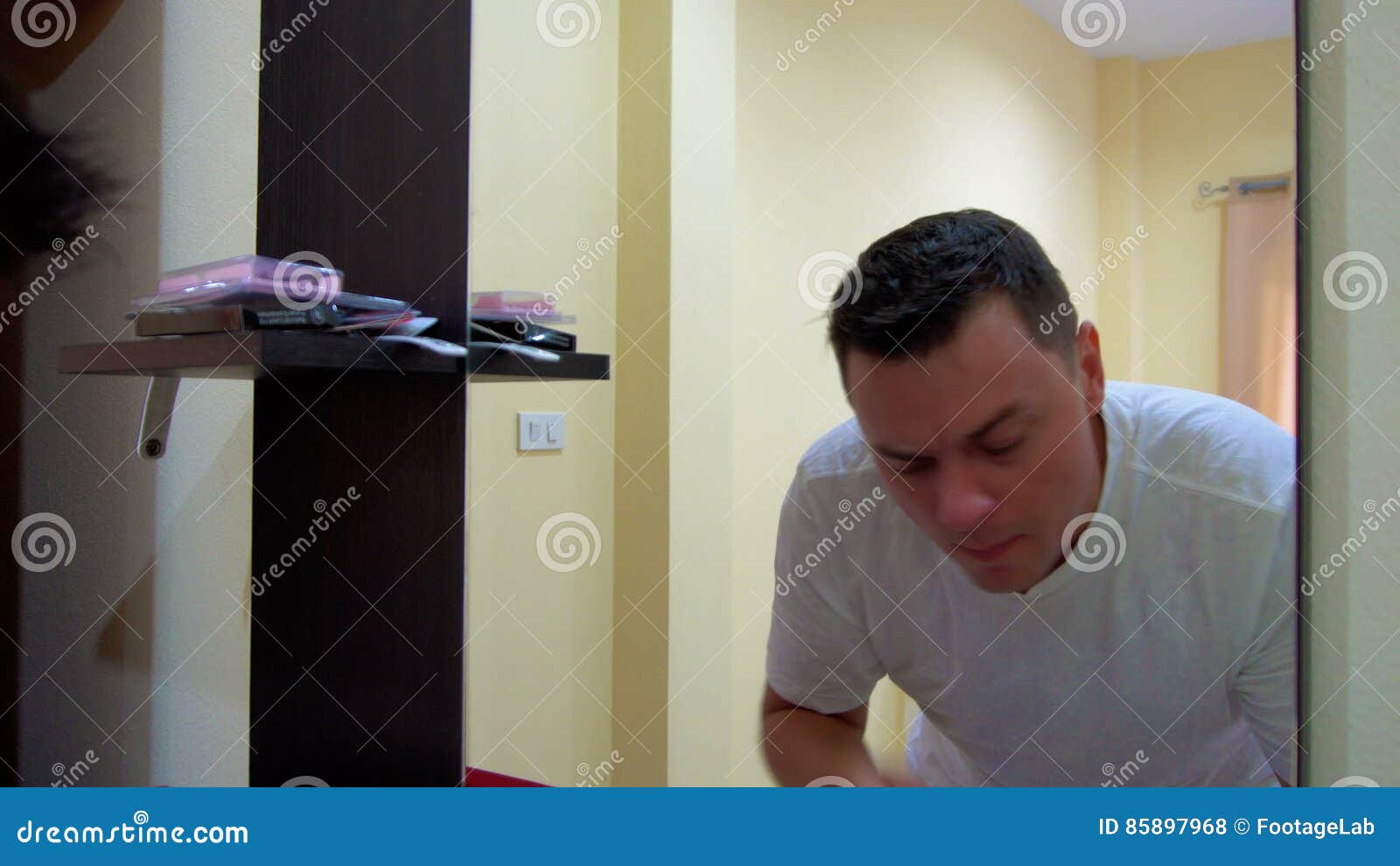 Young Man Preen Himself Infront of the Mirror Stock Footage - Video of ...