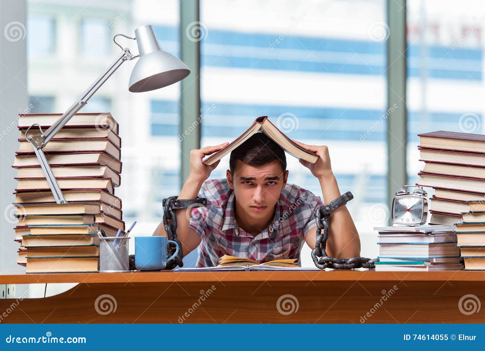 The Young Man Preparing for Graduation Exams in College Stock Image ...