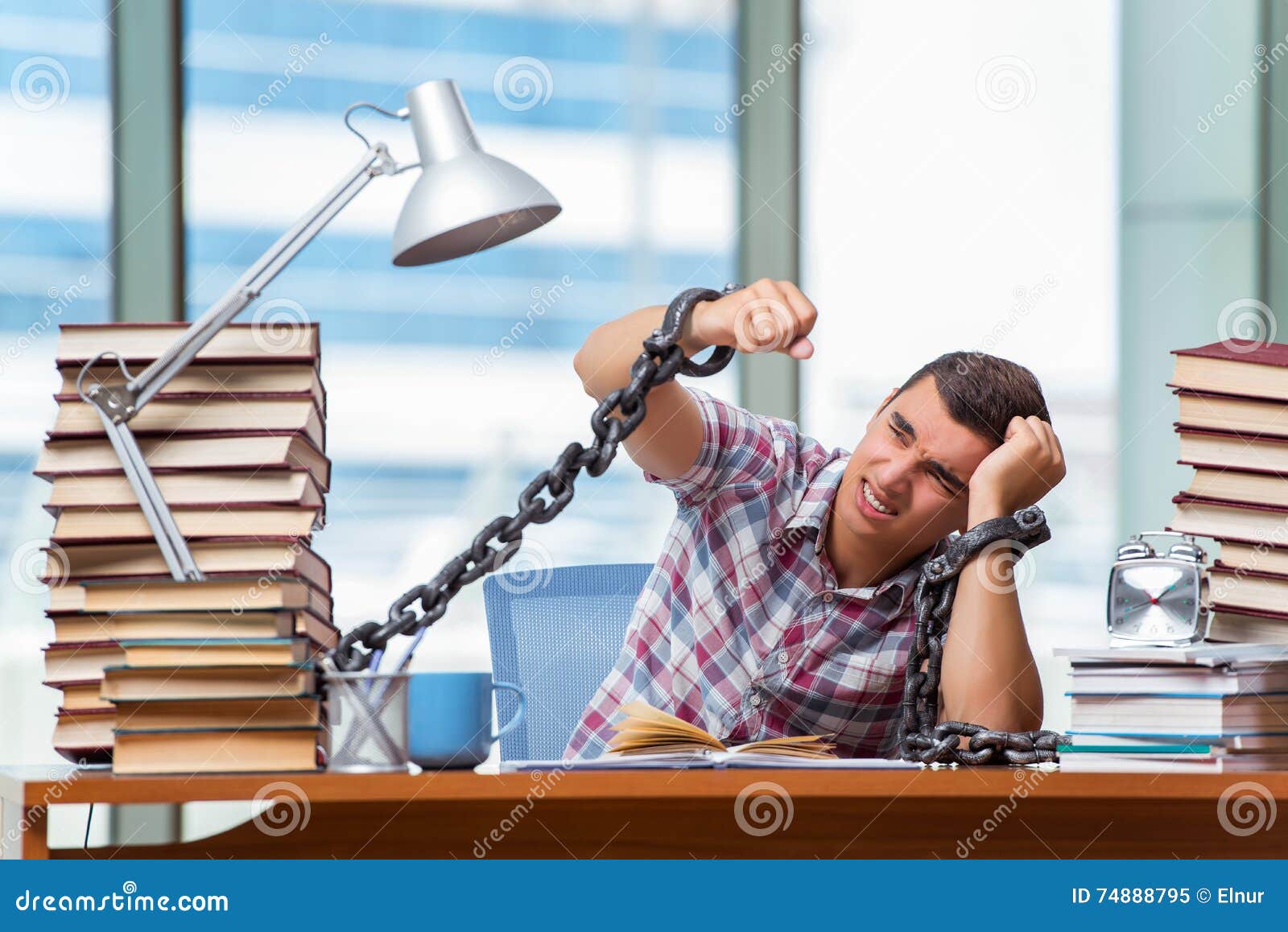 The Young Man Preparing for Graduation Exams in College Stock Image ...