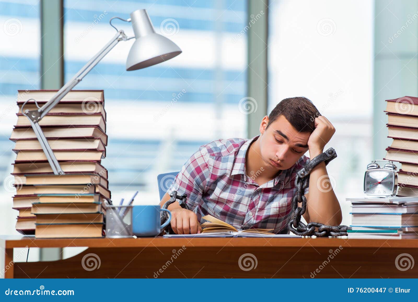 The Young Man Preparing for Graduation Exams in College Stock Image ...