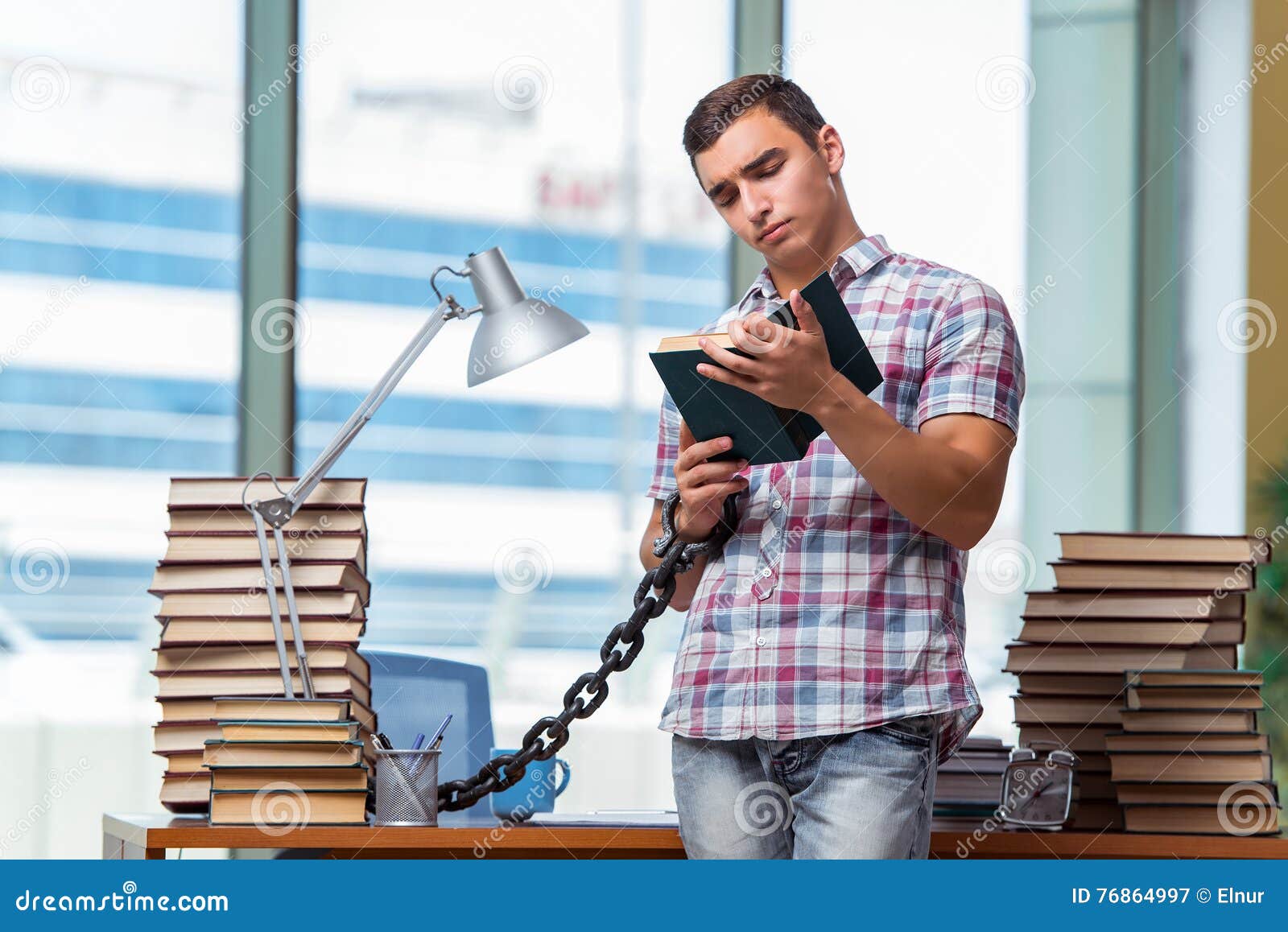 The Young Man Preparing for Graduation Exams in College Stock Image ...