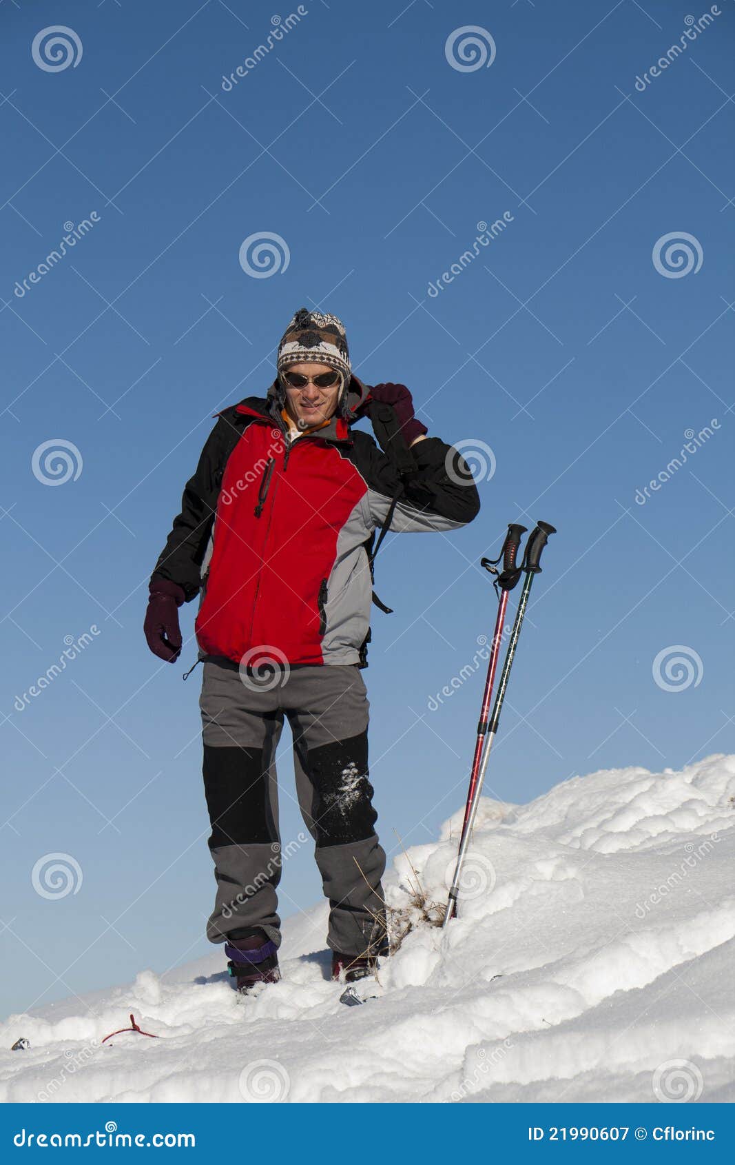 Young Man Preparing for Ski Stock Image - Image of mountain, solar ...