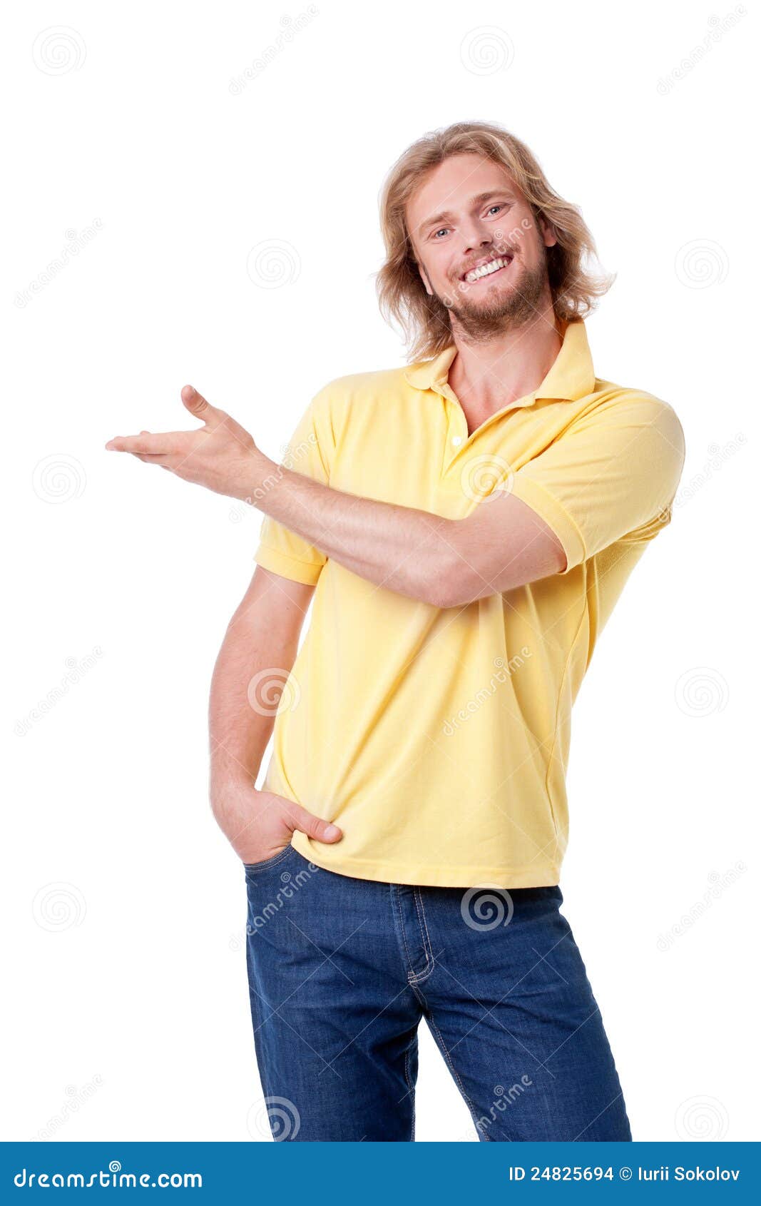 Young man presenting stock photo. Image of portrait, friendly - 24825694