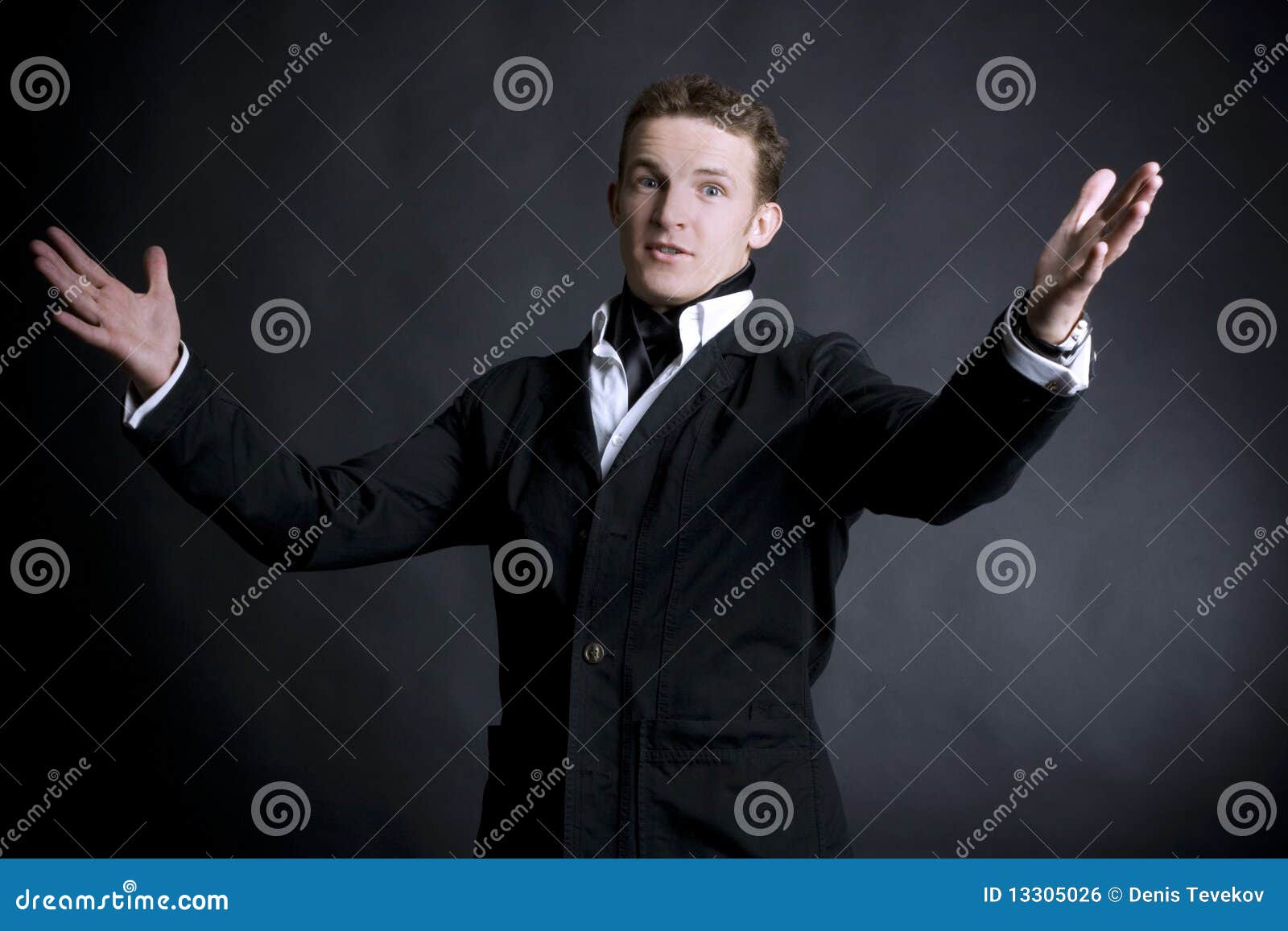 Young man presenting show stock photo. Image of happiness - 13305026