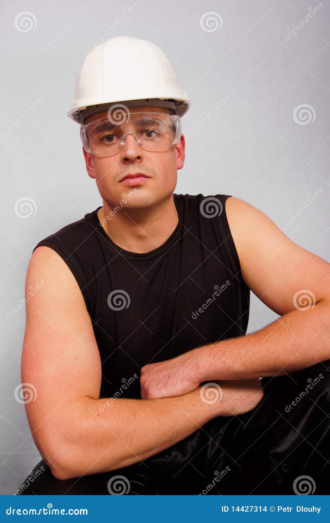 Young Man in a Protective Helmet Stock Photo - Image of boss, people ...