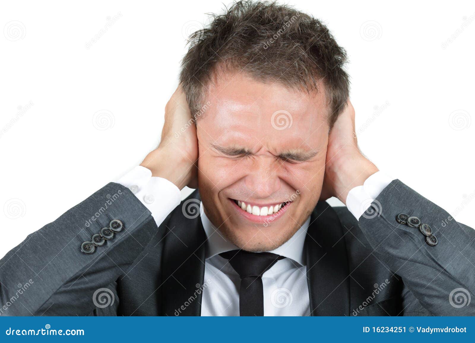 Young Man Protects Himself from Noise Stock Image - Image of handsome ...