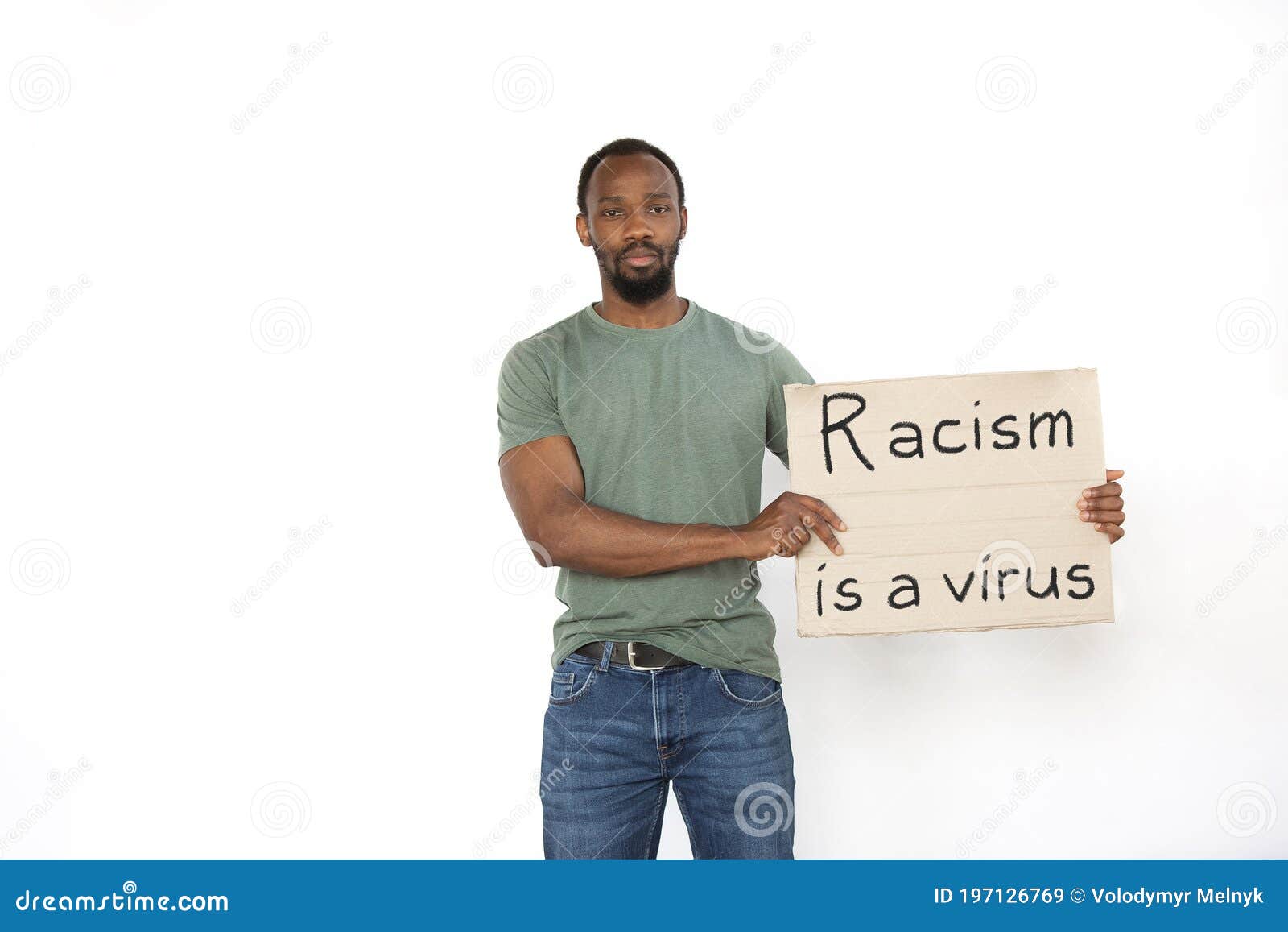 Young Man Protesting Isolated on White Studio Background. Activism ...